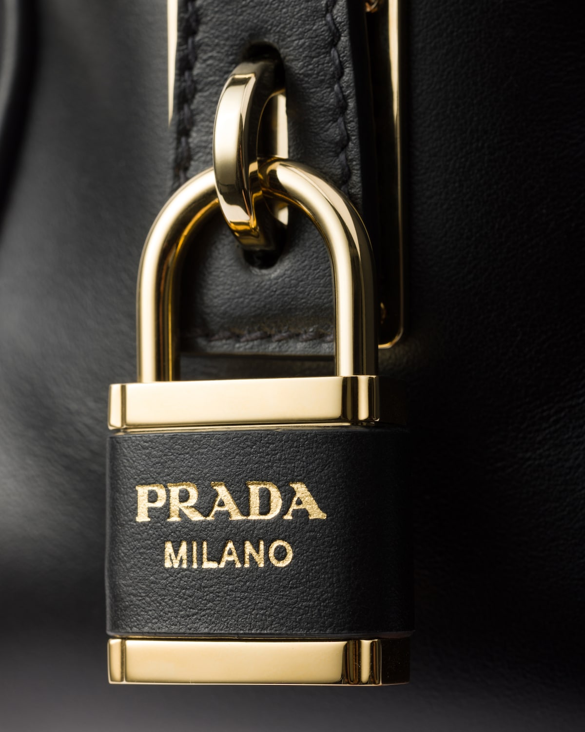 Black Re-nylon And Leather Medium Top-handle Bag With Padlock | PRADA