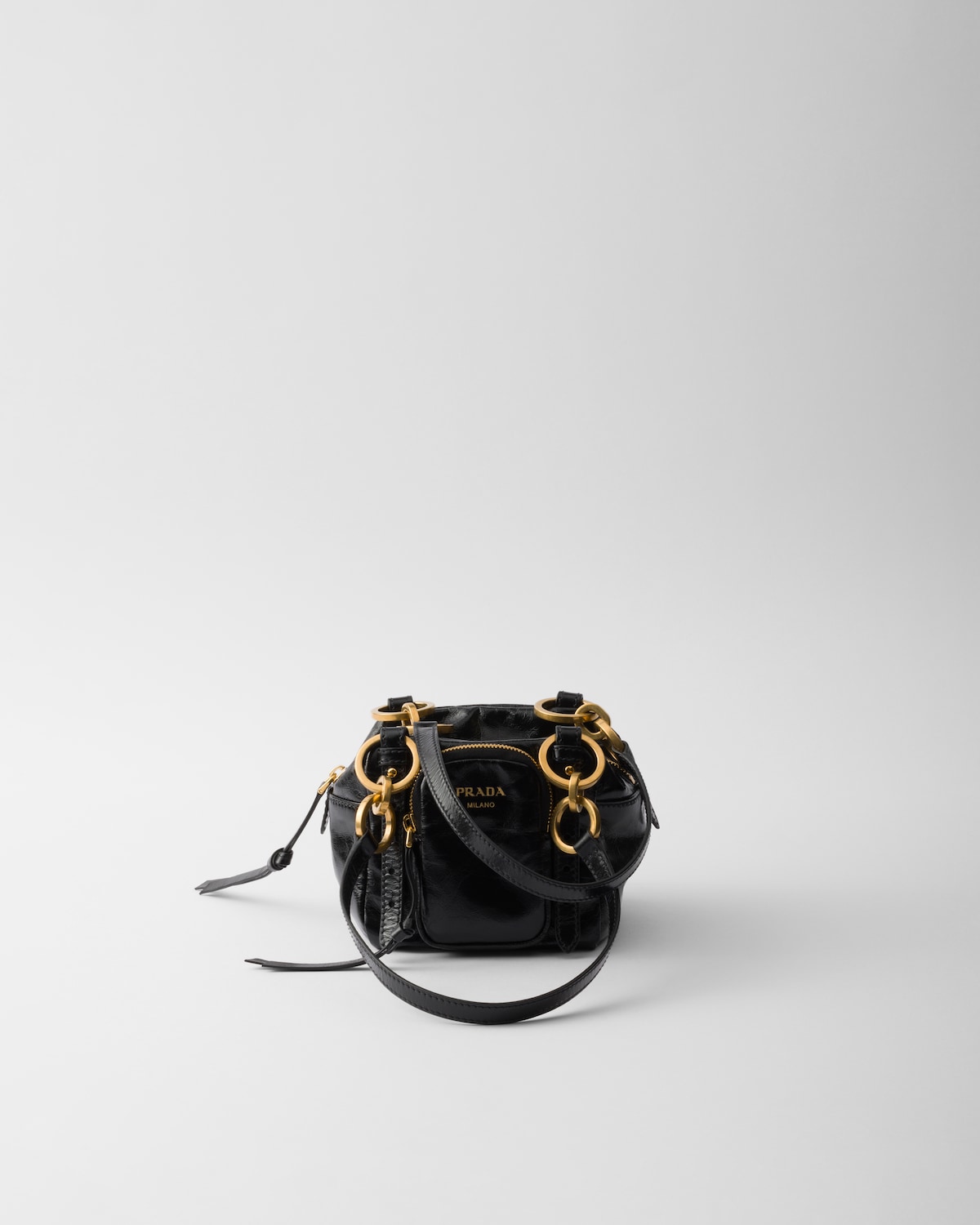 Black Prada Dangle Leather Top-handle Mini-bag | PRADA