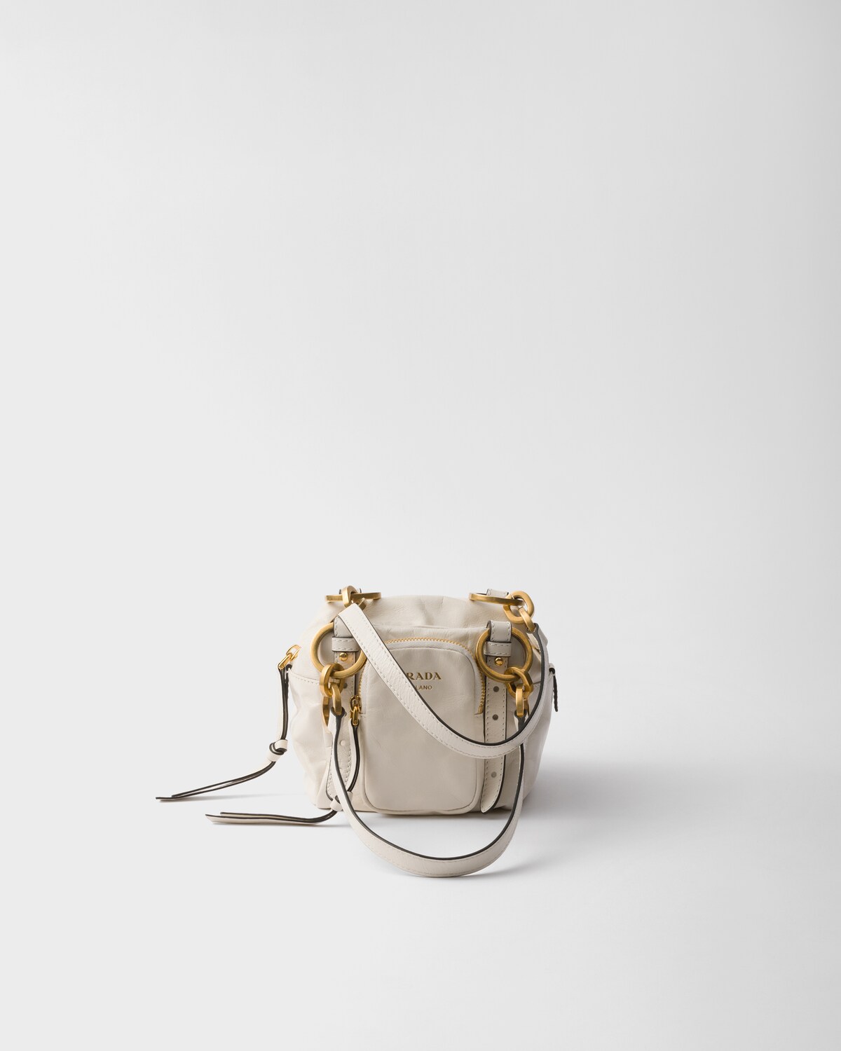 White Prada Dangle Leather Top-handle Mini-bag | PRADA