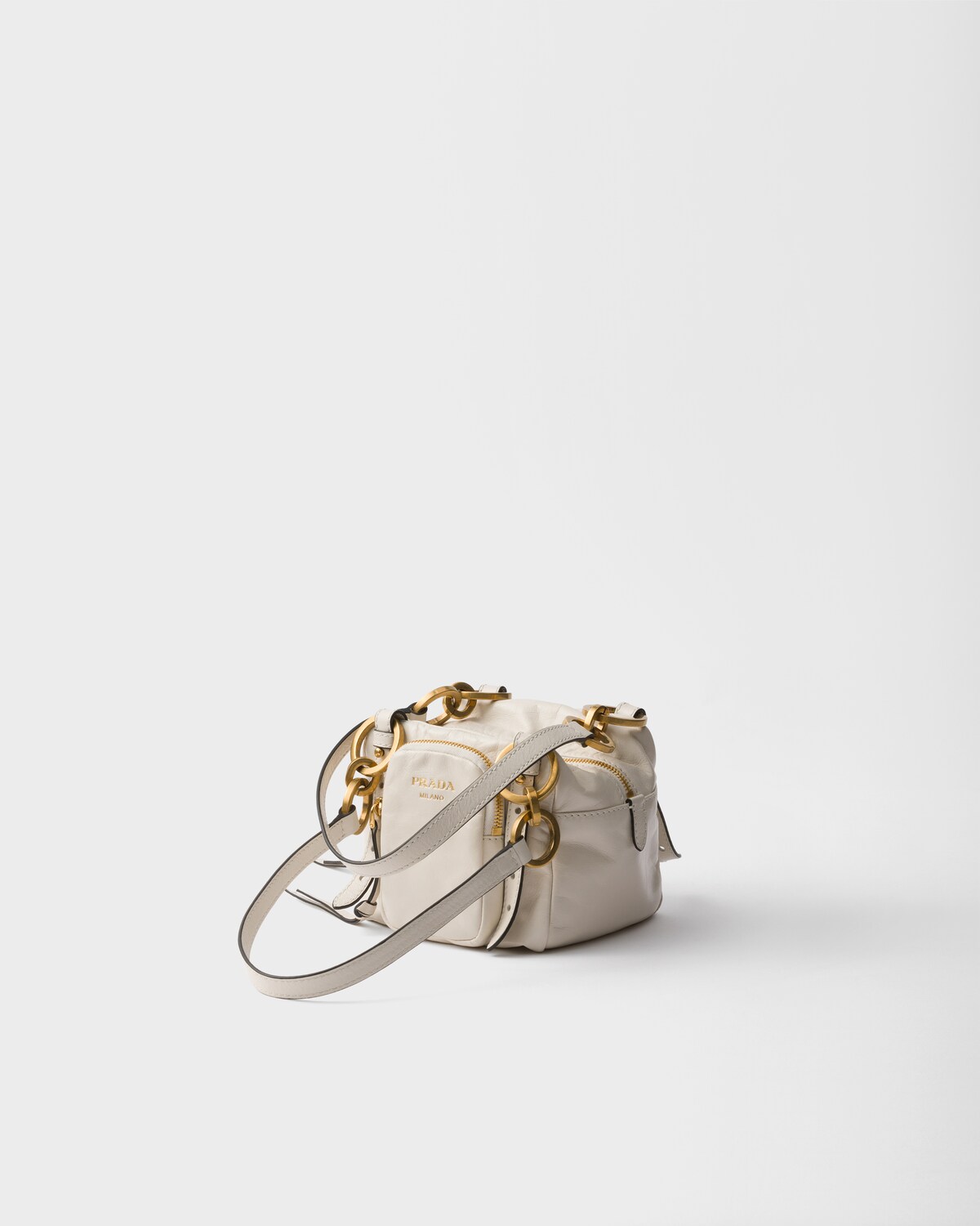 White Prada Dangle Leather Top-handle Mini-bag | PRADA