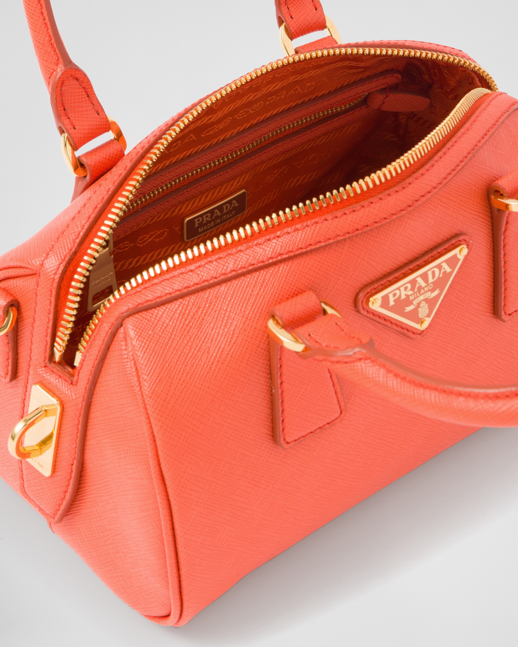 Orange Saffiano Leather Top-handle Bag | PRADA