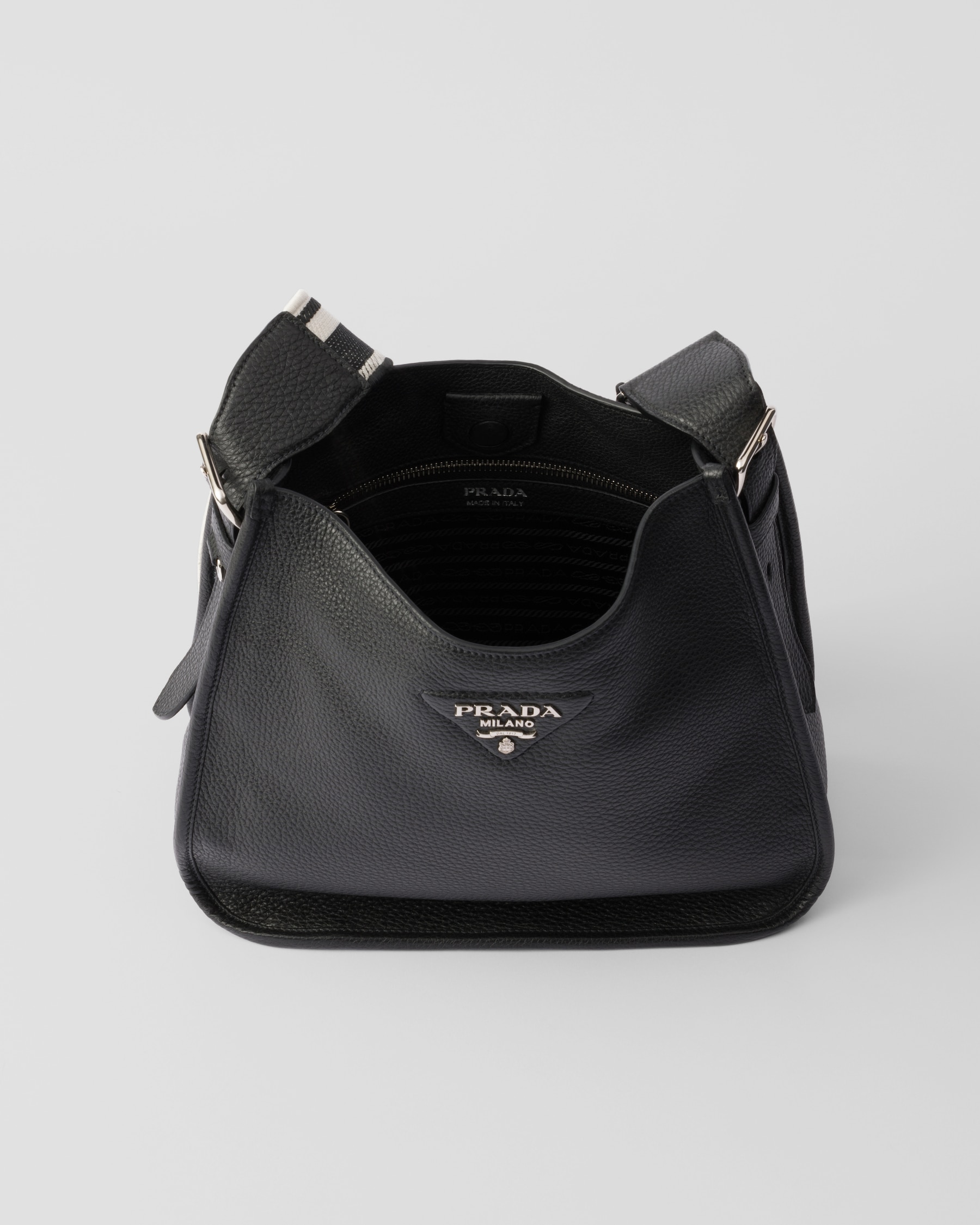 Black Leather Hobo Bag | PRADA