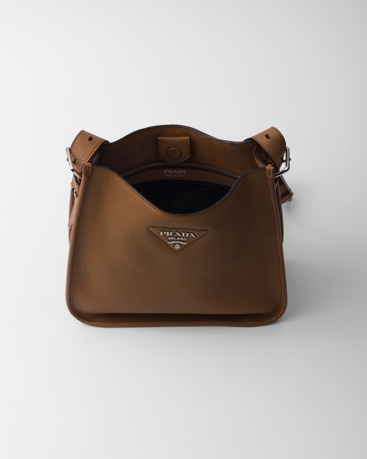 Caramel Leather Hobo Bag | PRADA