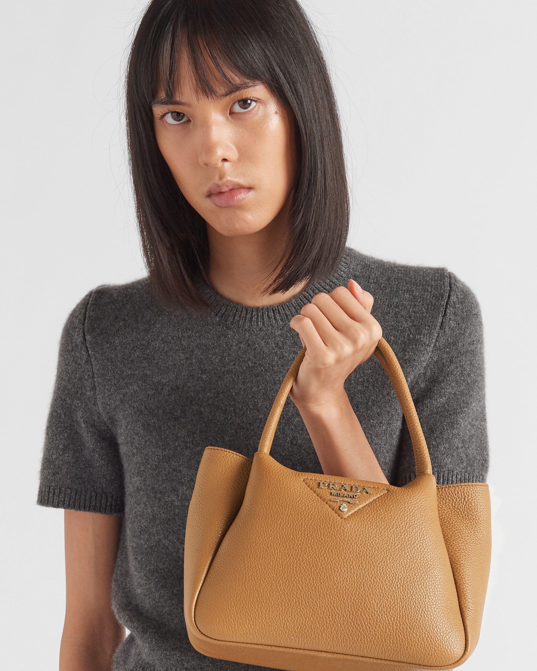 Caramel Small Leather Handbag | PRADA
