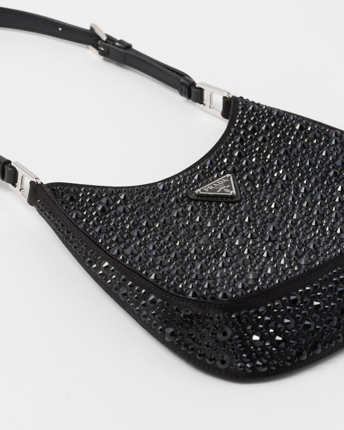 Black Prada Cleo Satin Bag With Crystals | PRADA