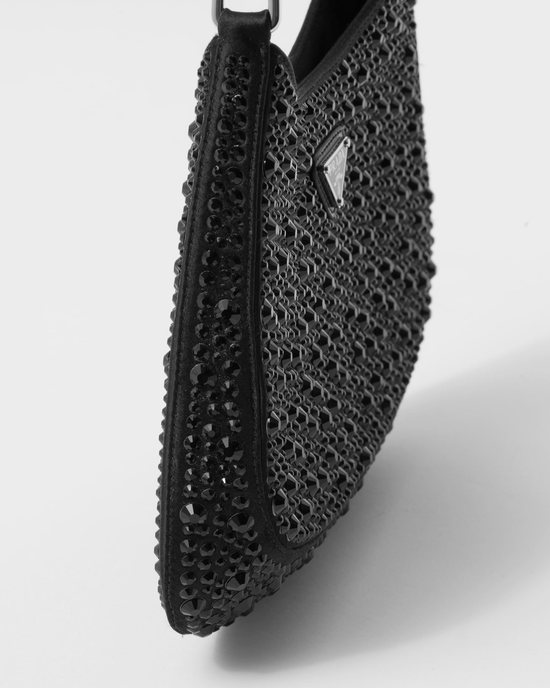 Black Prada Cleo Satin Bag With Crystals | PRADA