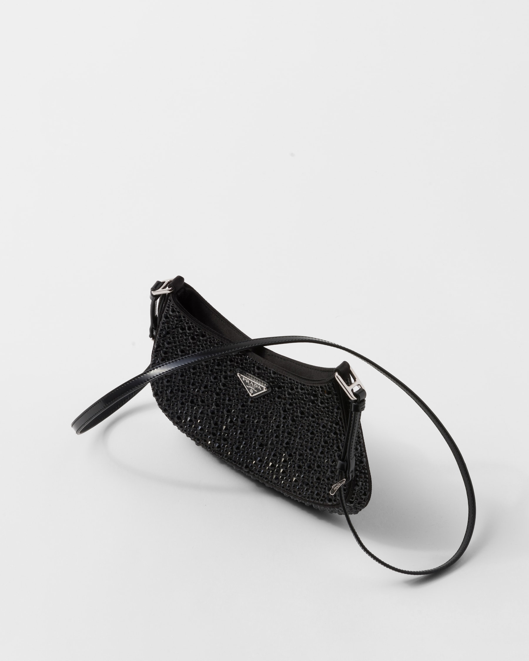 Black Prada Cleo Satin Bag With Crystals | PRADA