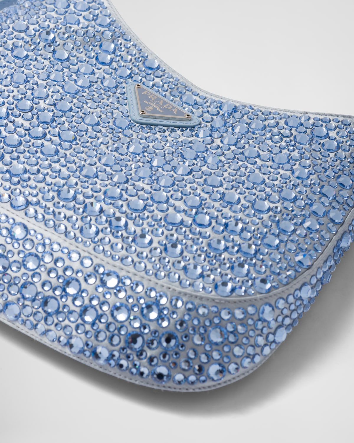 Light Blue Prada Cleo Satin Bag With Crystals | PRADA