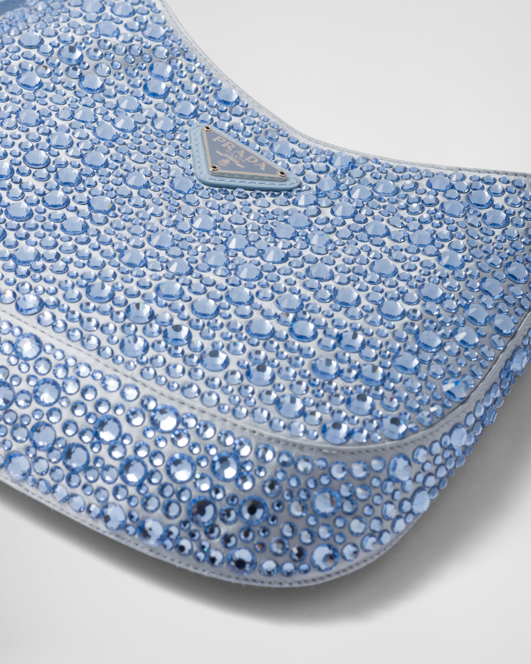 Light Blue Prada Cleo Satin Bag With Crystals | PRADA
