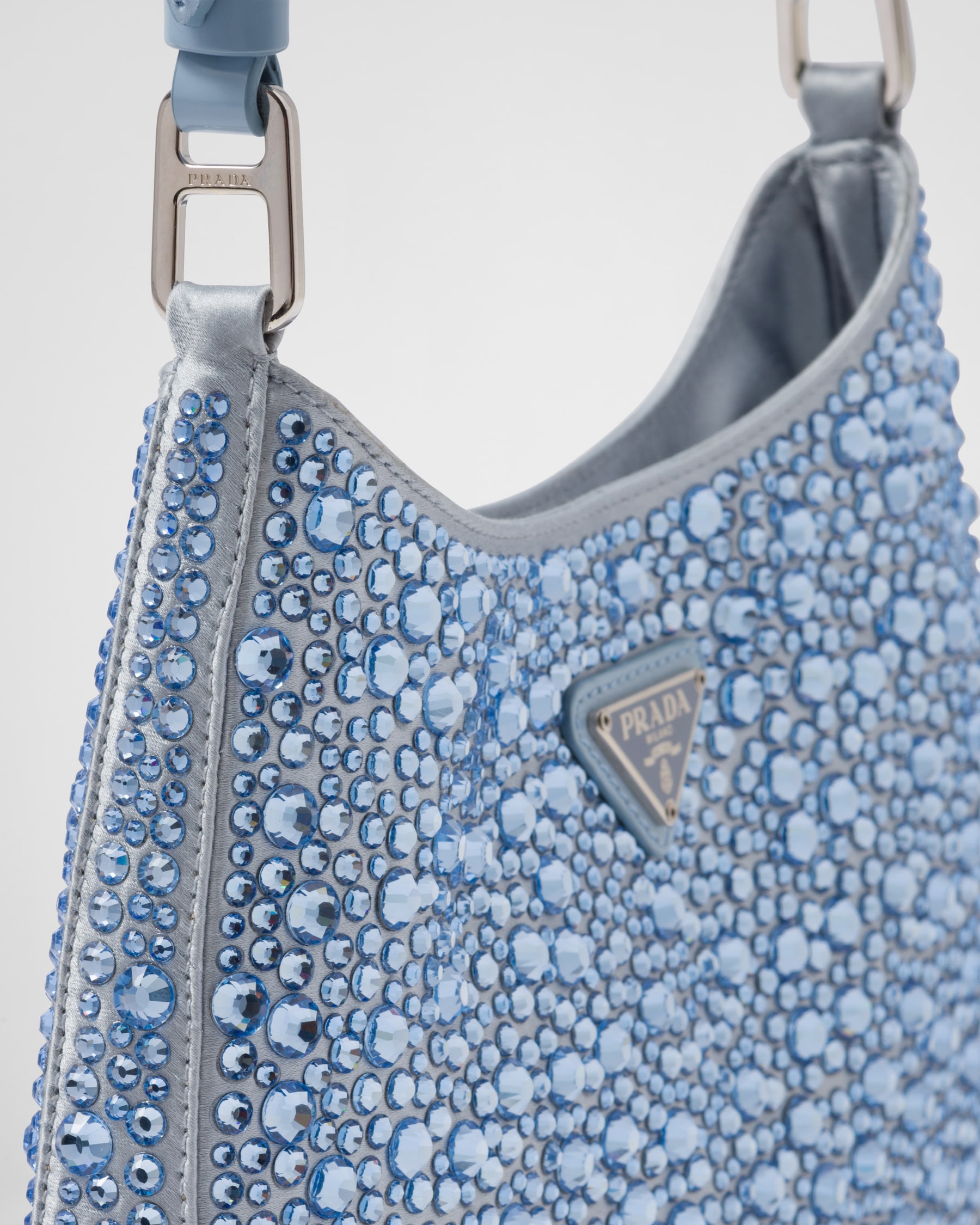 Hellblau Prada Cleo Tasche Aus Satin Mit Kristallen | PRADA