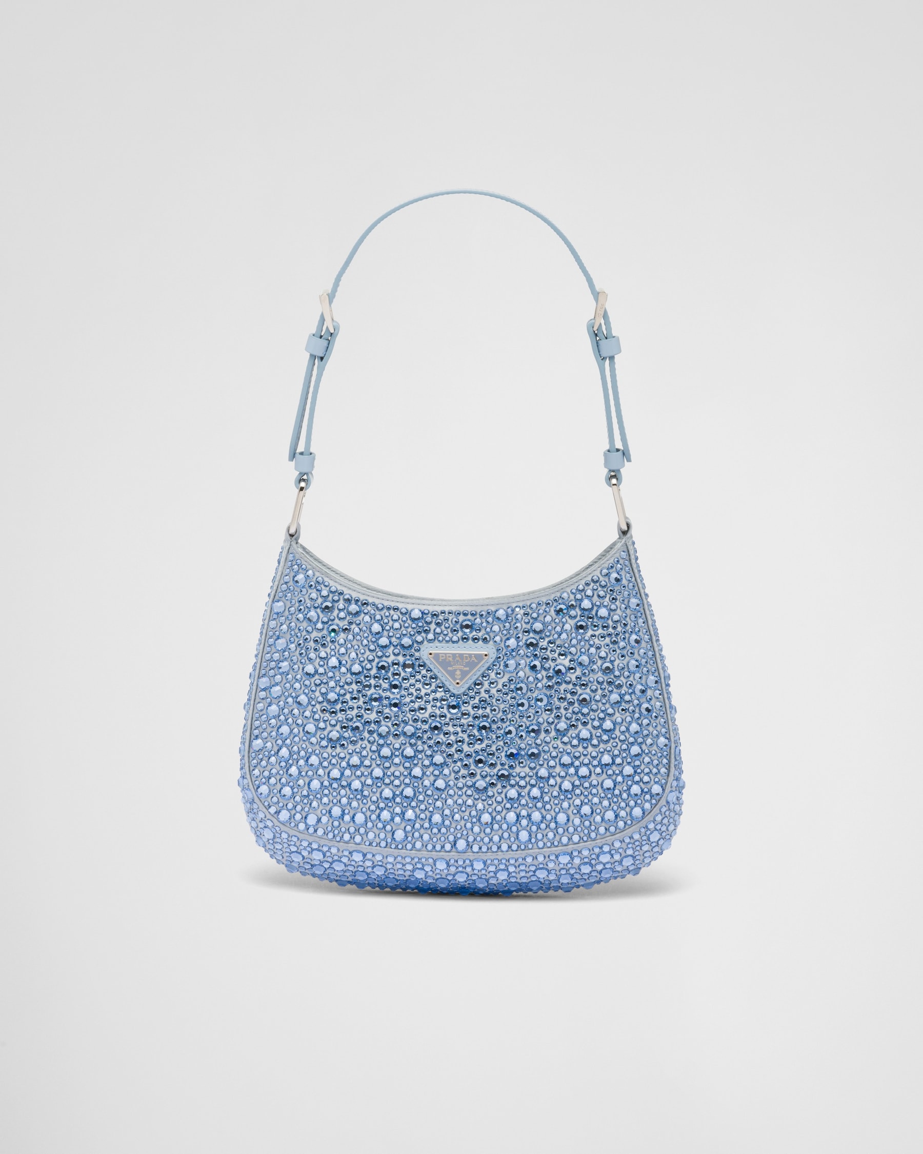 Light Blue Prada Cleo Satin Bag With Crystals | PRADA