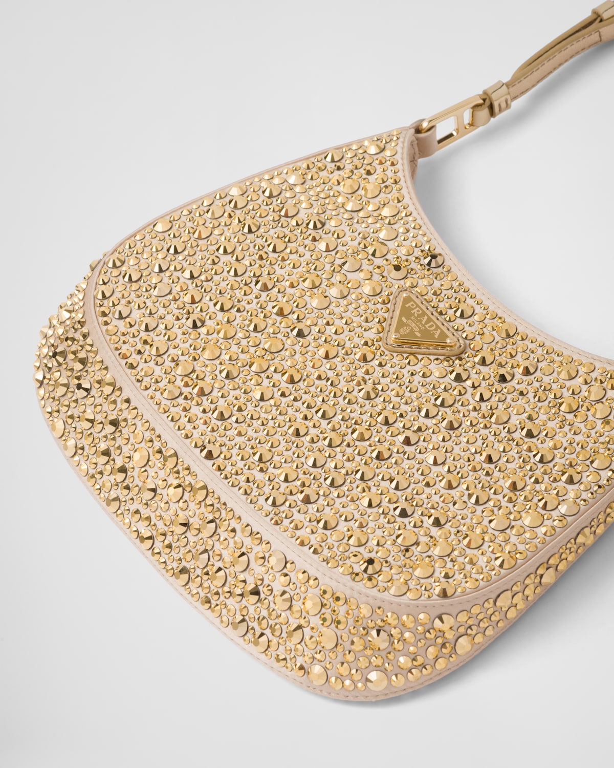 Platinum Prada Cleo Satin Bag With Crystals | PRADA