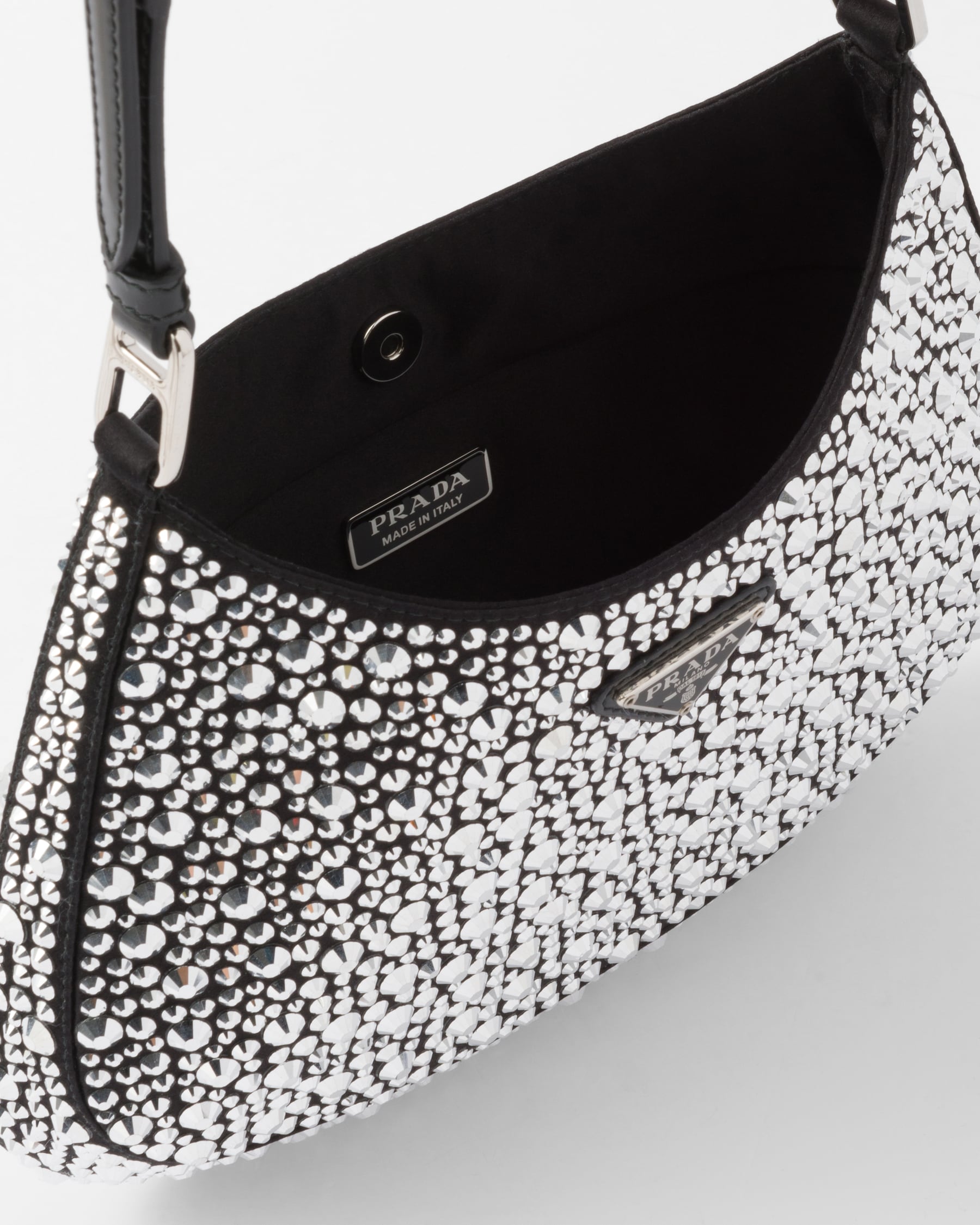 Metal Prada Cleo Satin Bag With Crystals | PRADA - United States