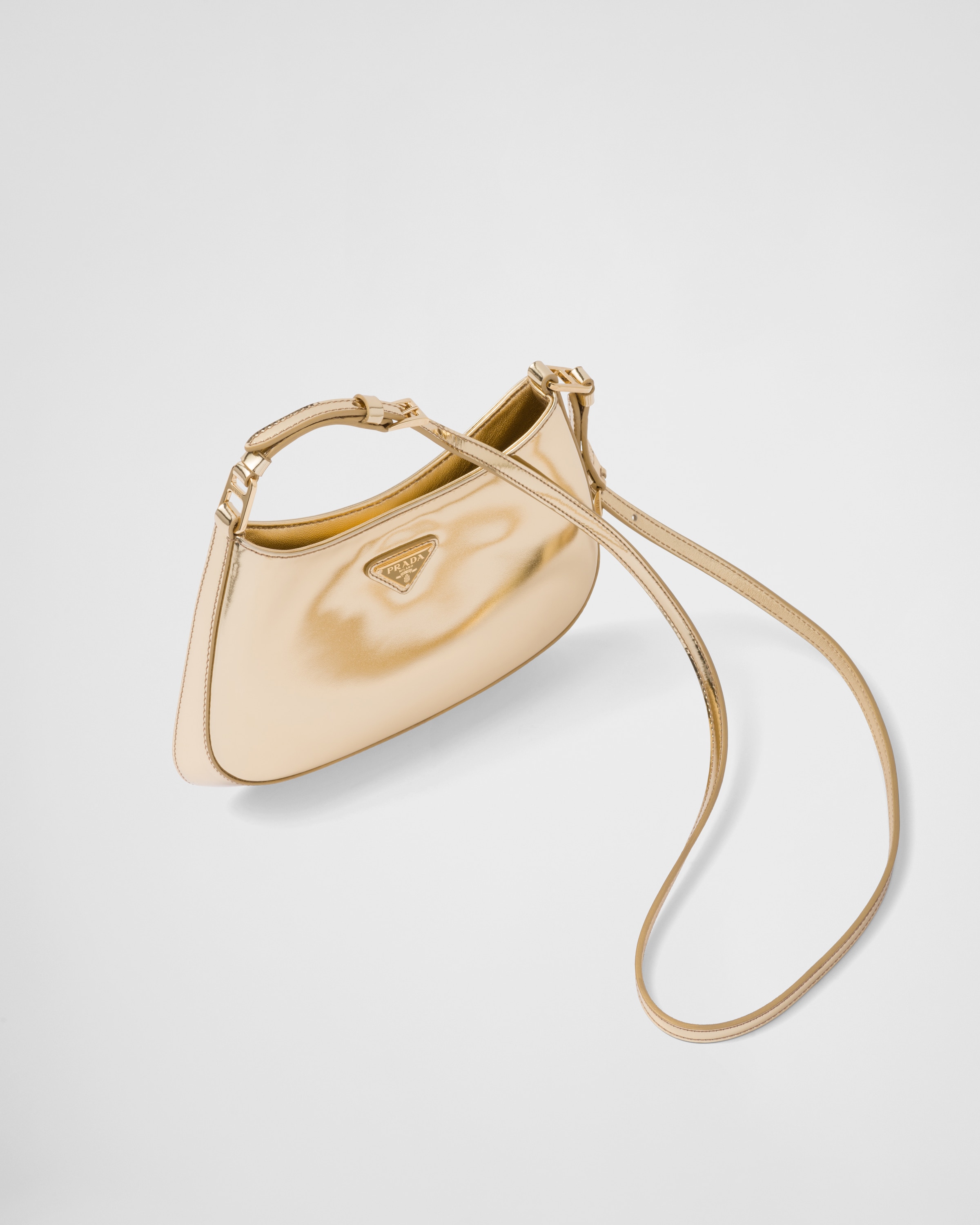 Platinum Prada Cleo brushed leather shoulder bag | Prada