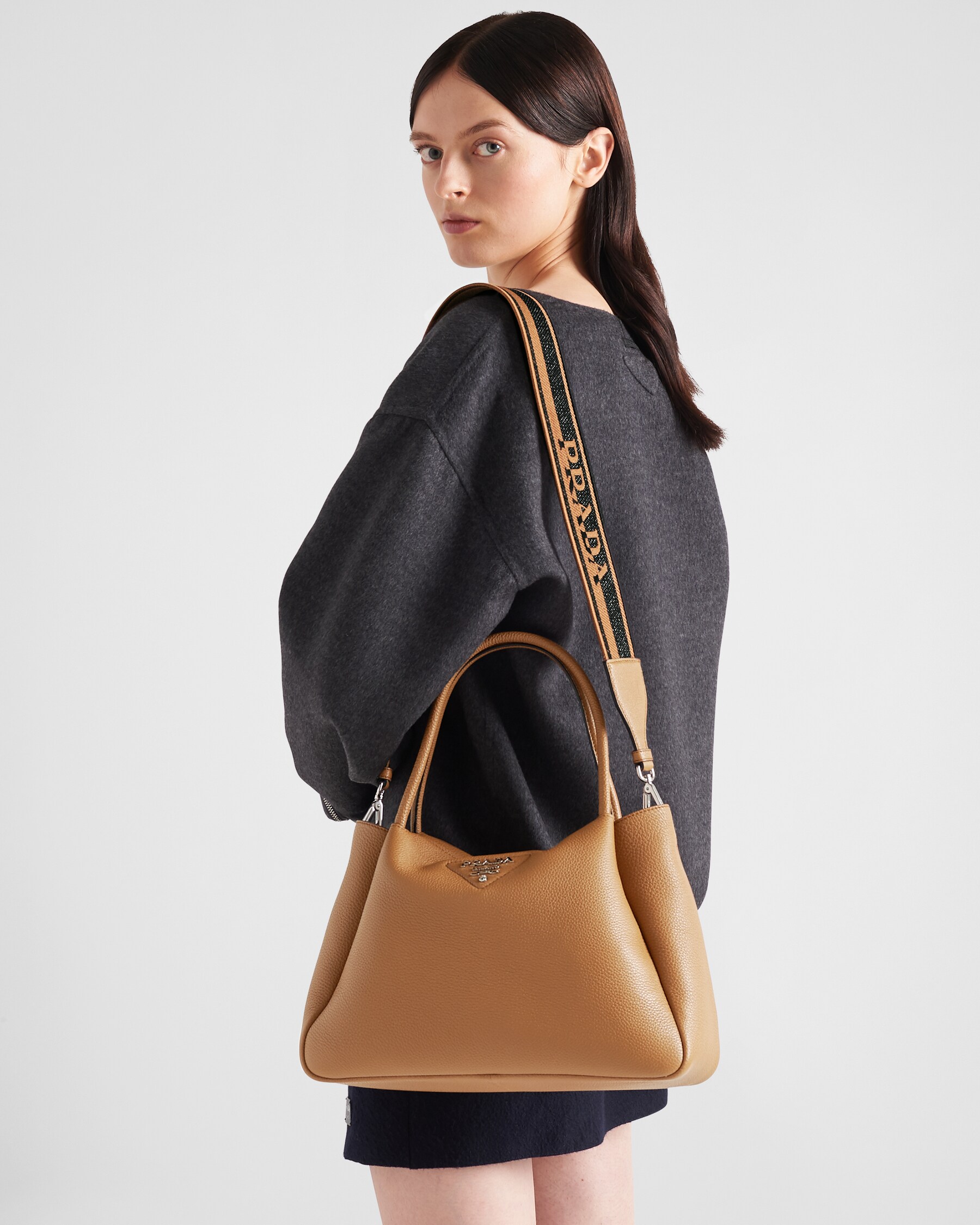 Caramel Medium Leather Handbag | PRADA