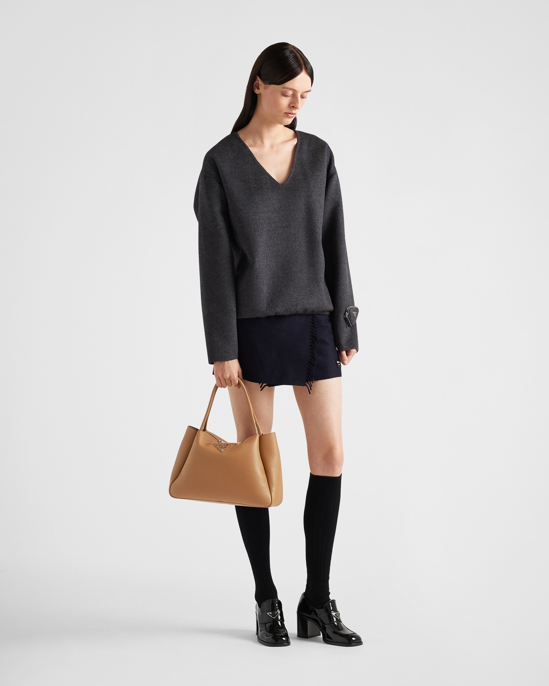 Caramel Medium Leather Handbag | PRADA