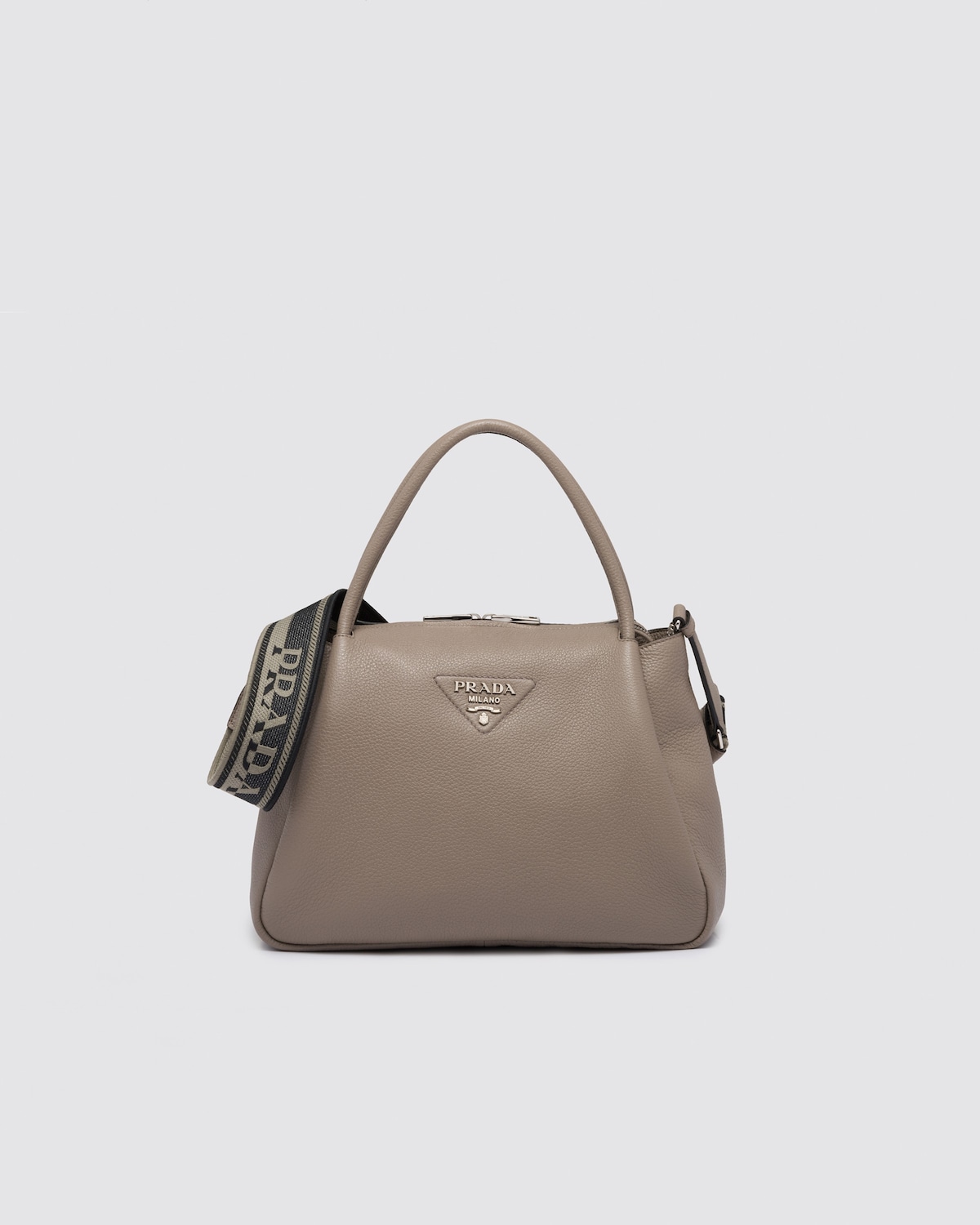 Clay Grey Large Leather Handbag | PRADA