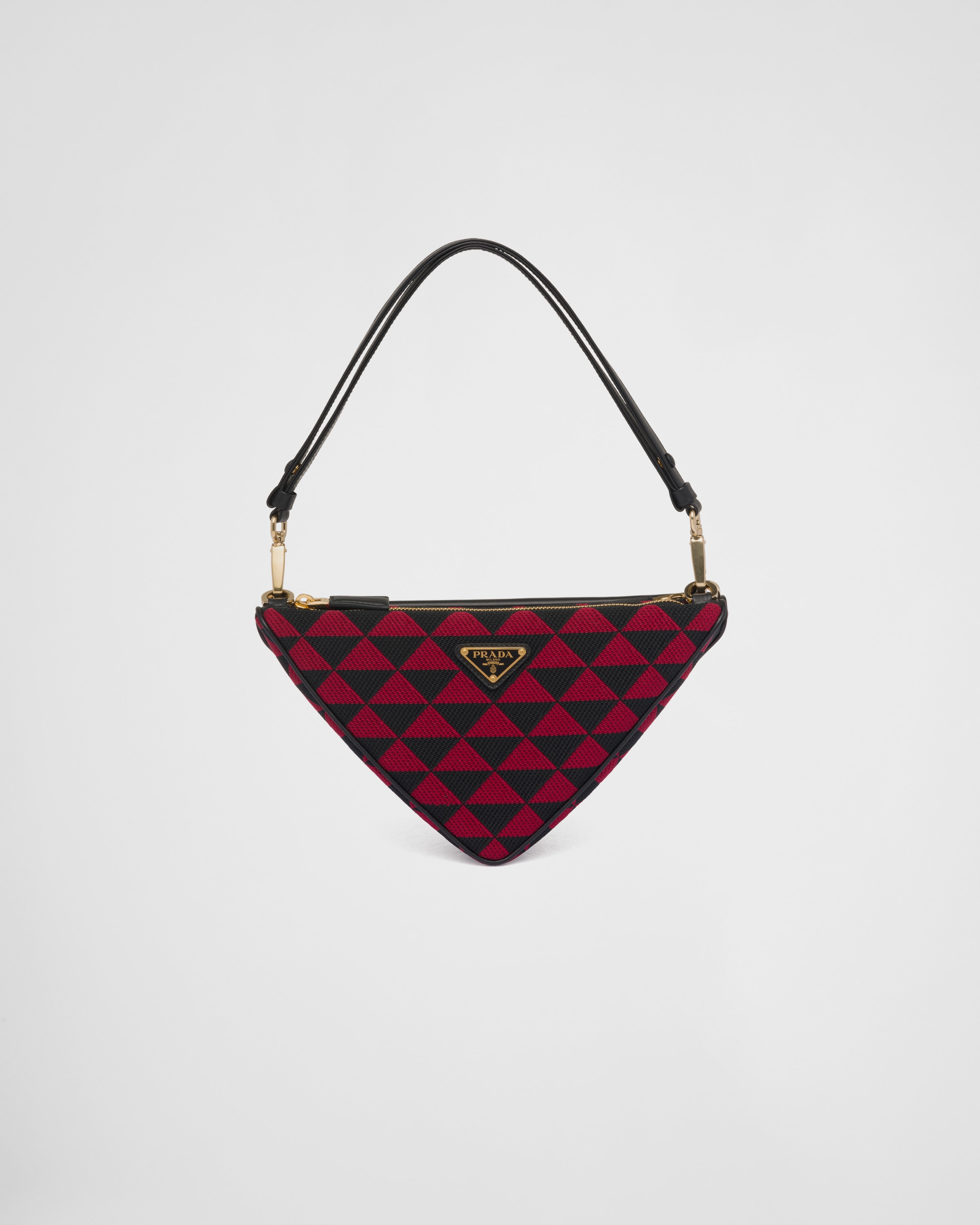 Black / Cherry Prada Symbole leather and fabric mini bag | Prada