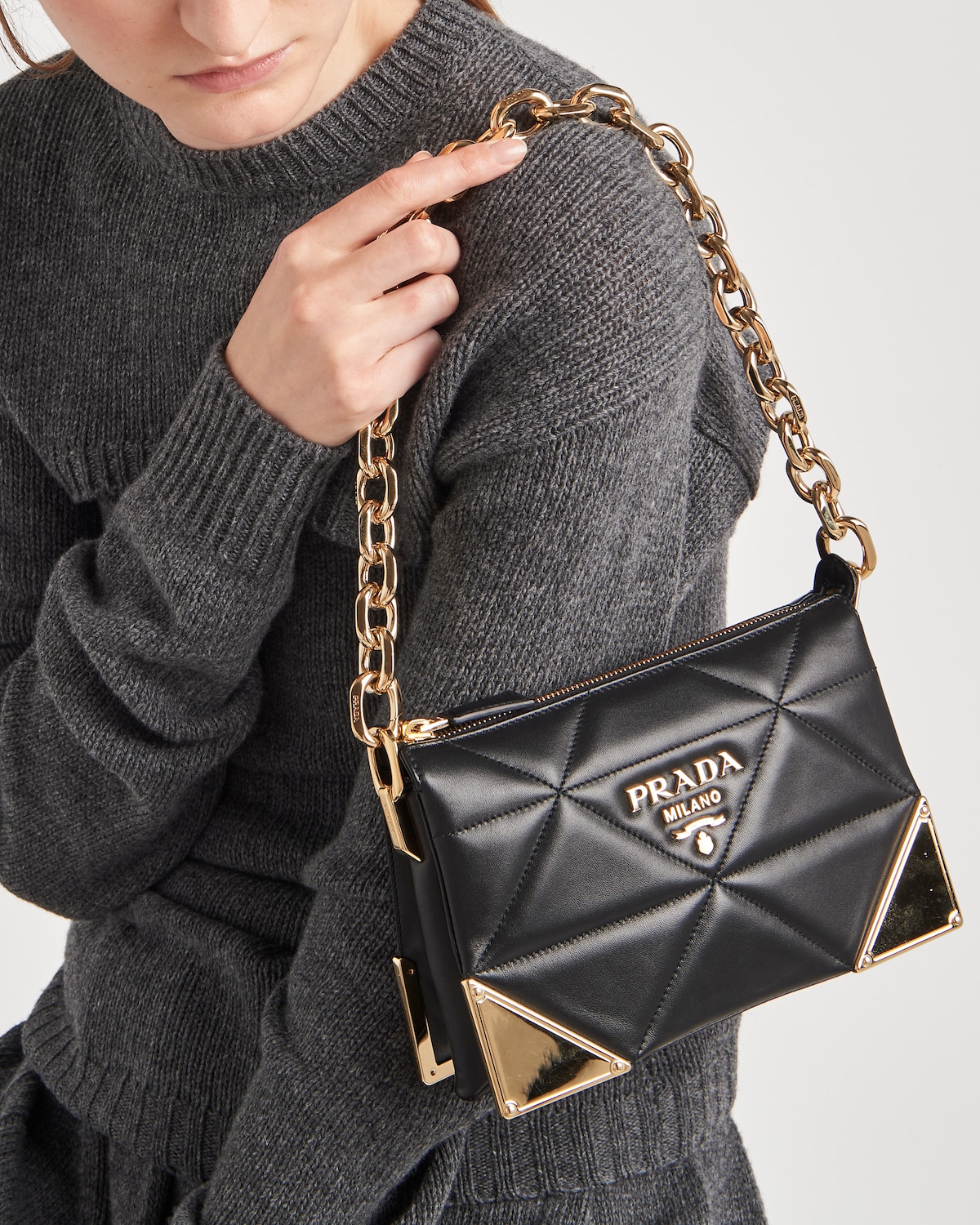 Black Quilted Nappa Leather Shoulder Bag | PRADA