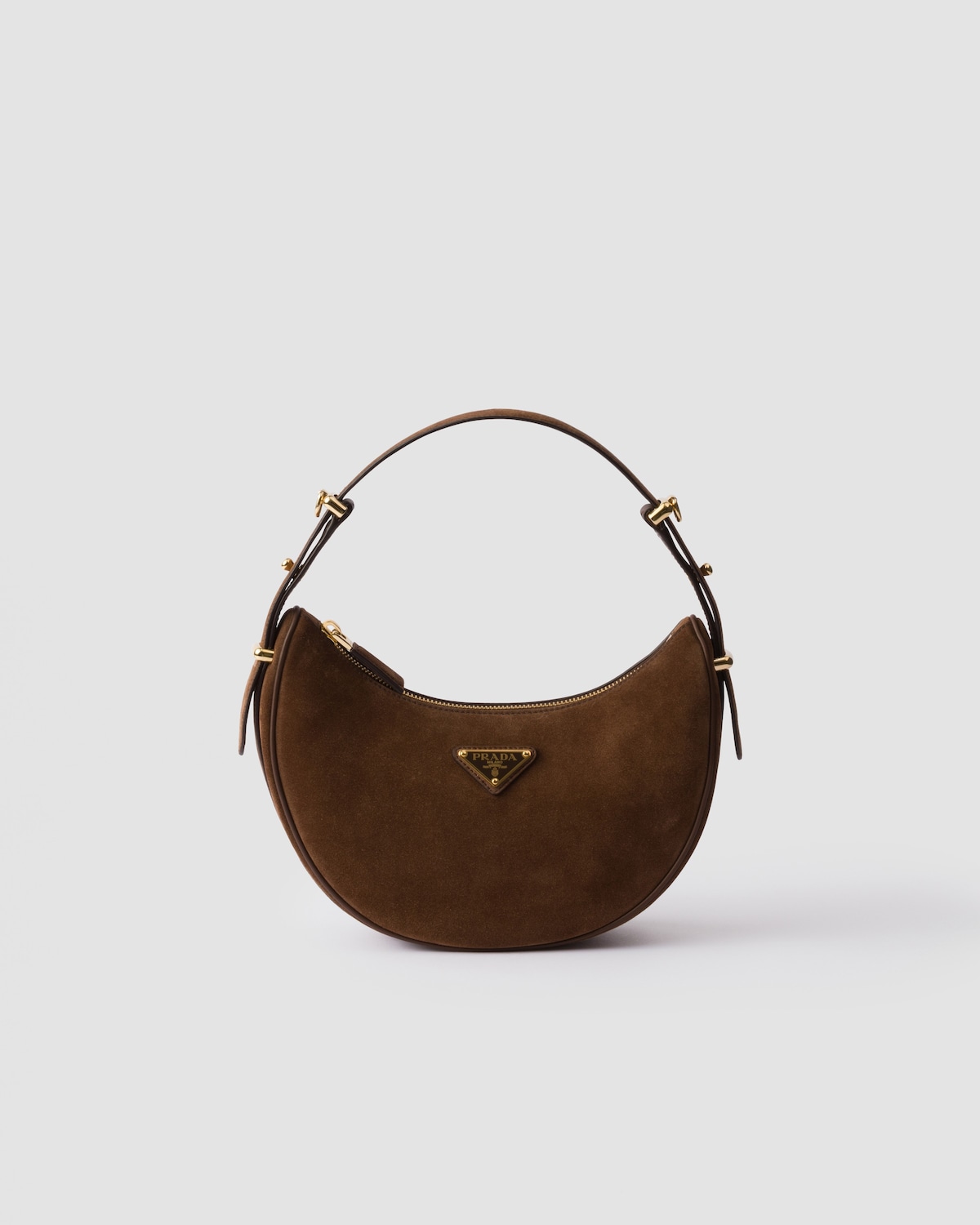 Cocoa Brown Prada Arqué Suede Shoulder Bag | PRADA