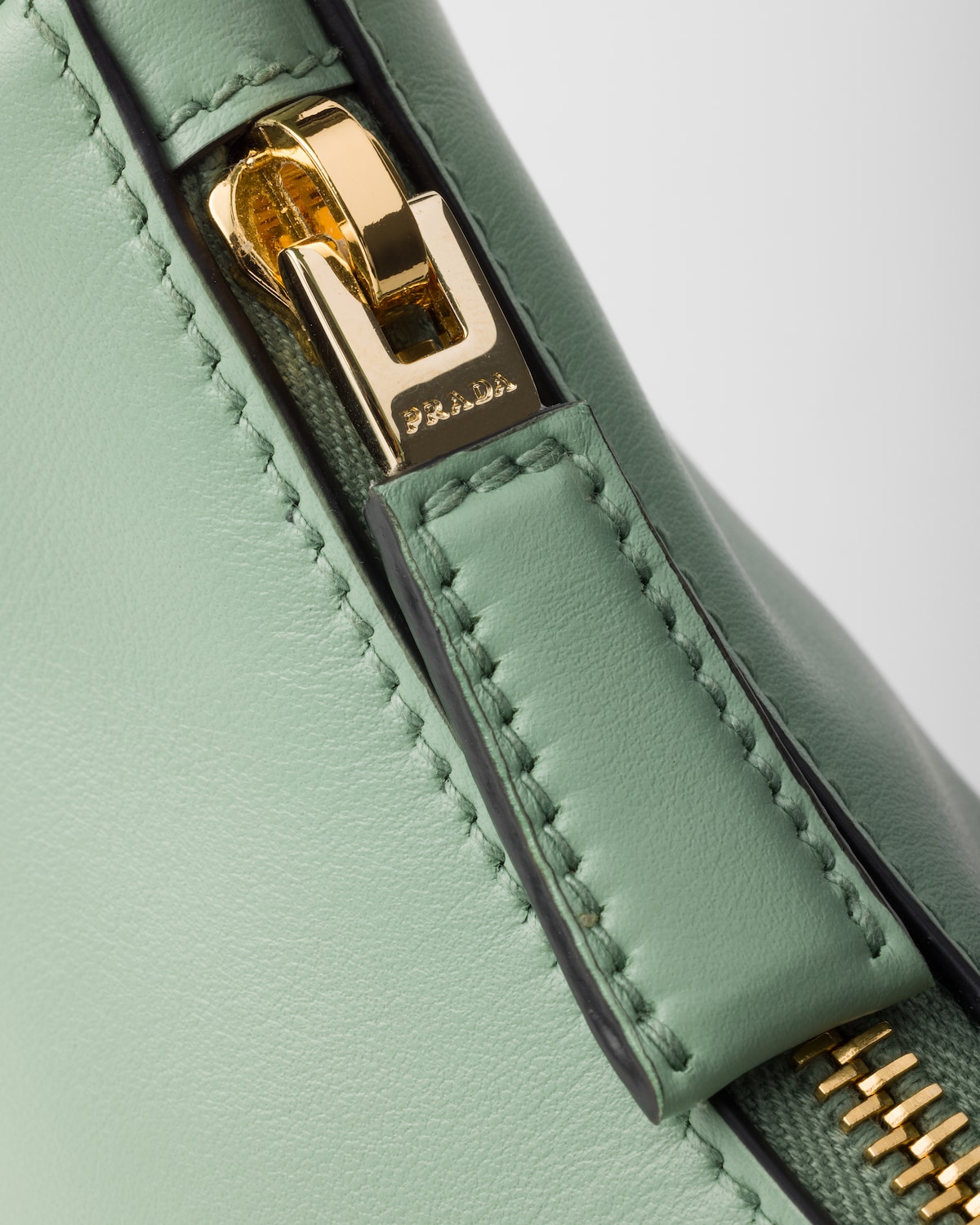 Aquamarine Prada Arqué Leather Shoulder Bag | PRADA