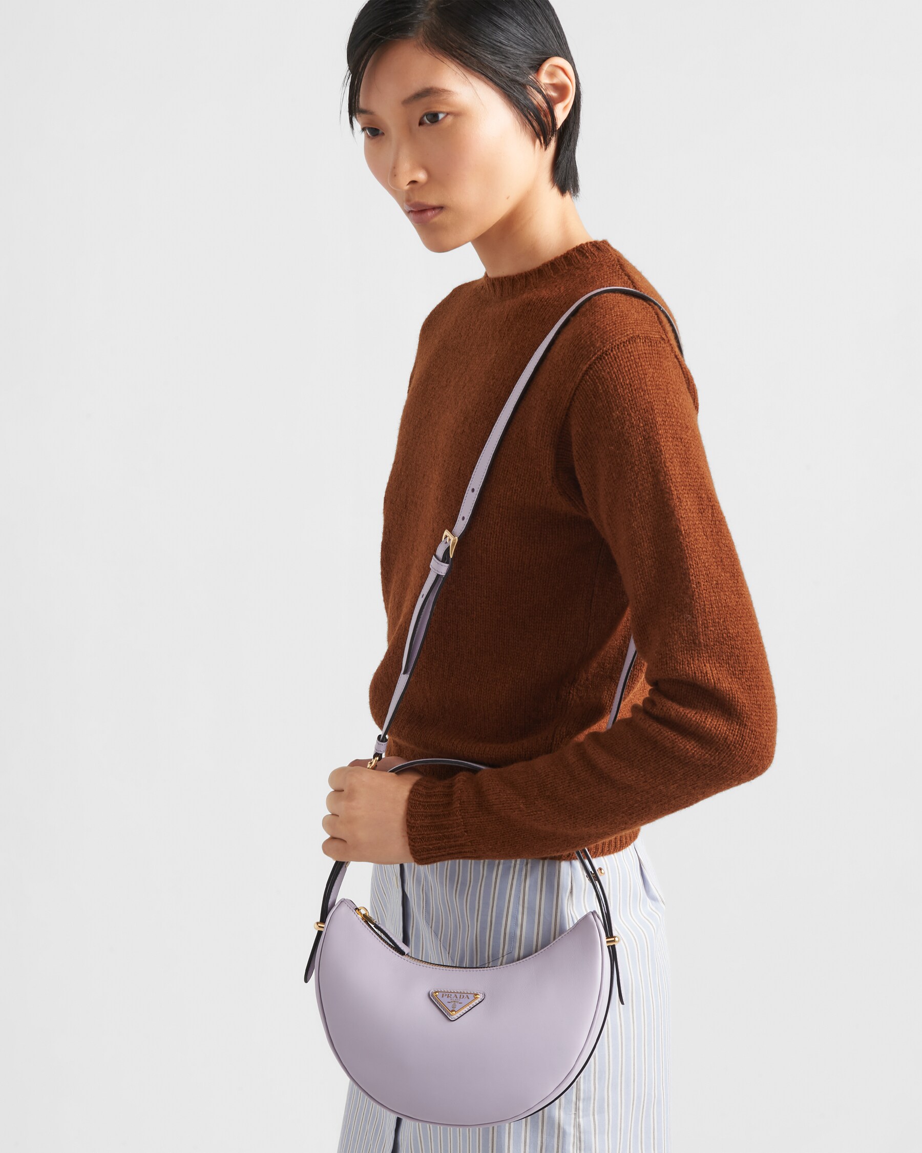 Wisteria Prada Arqué Leather Shoulder Bag | PRADA