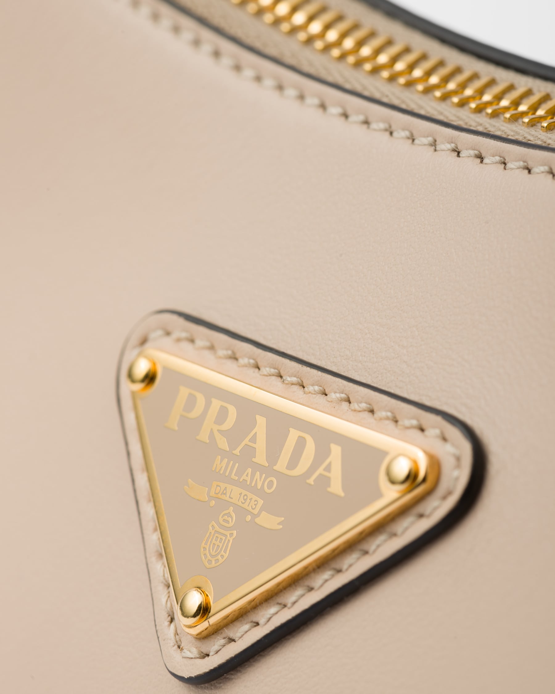 Travertine Prada Arqué Leather Shoulder Bag | PRADA