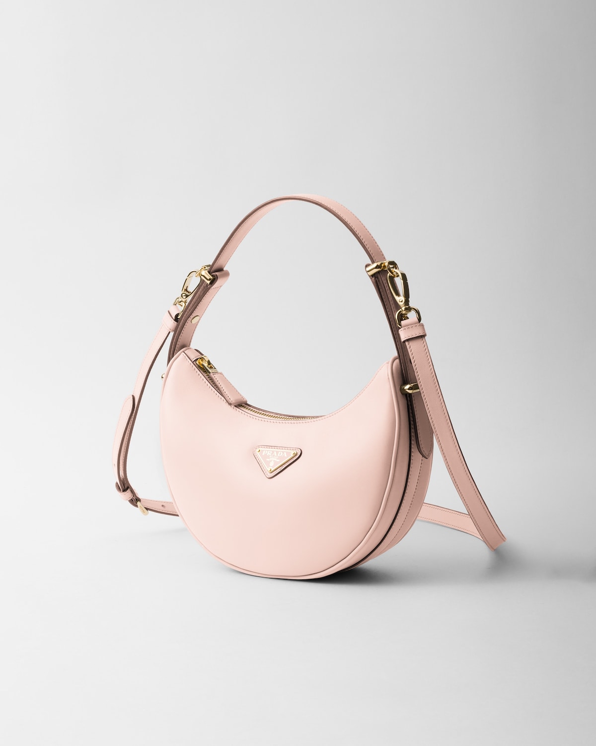 Peach Prada Arqué Small Leather Shoulder Bag | PRADA
