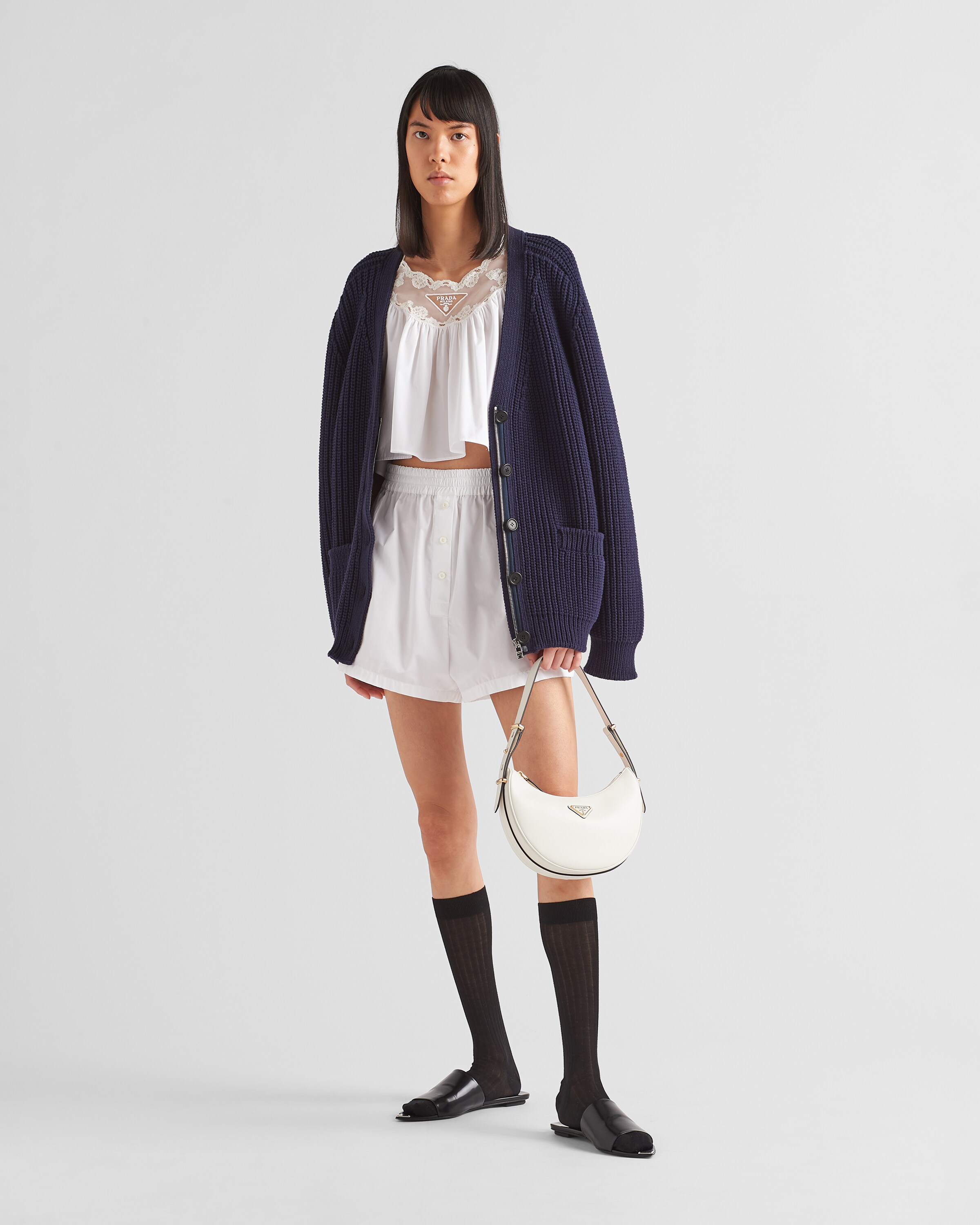 White Leather shoulder bag | Prada