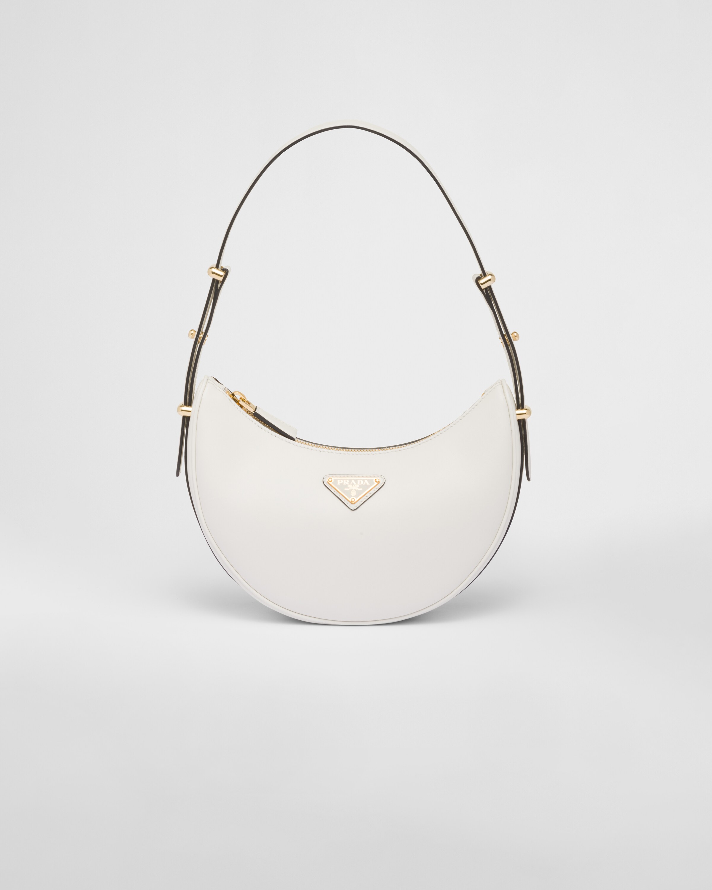 Bolsa De Ombro Prada Arqué Em Couro Branco | PRADA