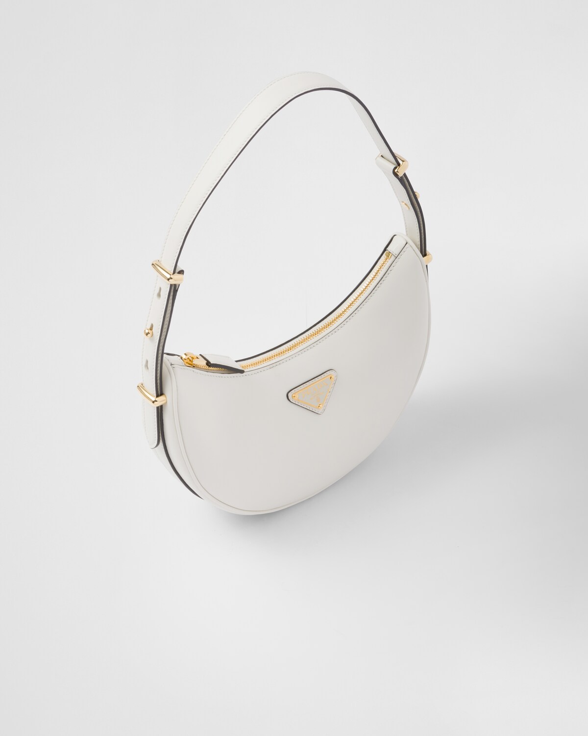 White Prada Arqué Leather Shoulder Bag | PRADA