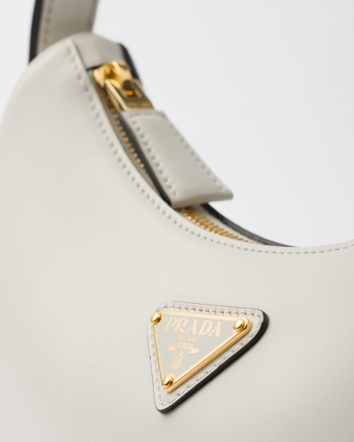 White Prada Arqué Leather Shoulder Bag | PRADA