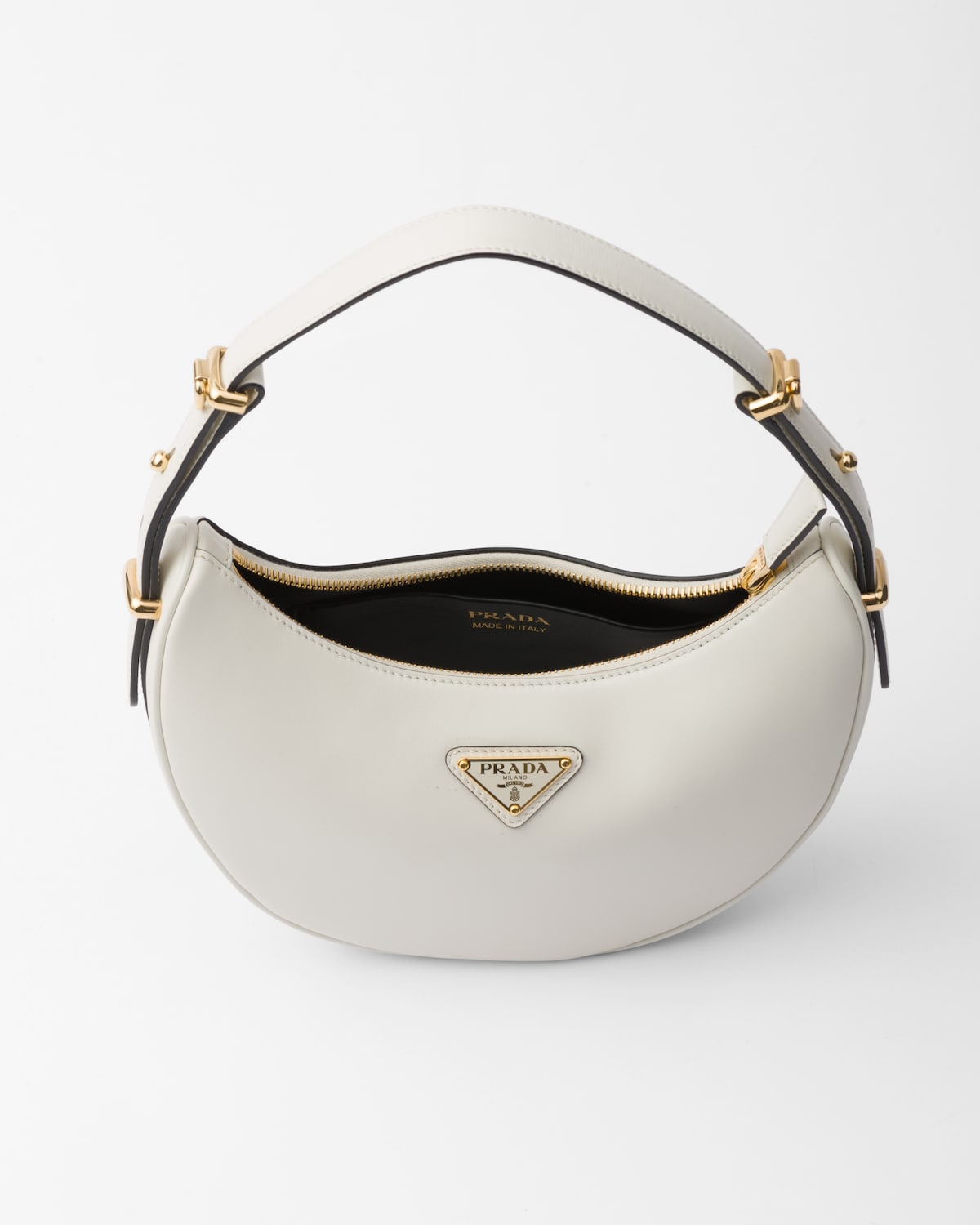 White Prada Arqué Leather Shoulder Bag | PRADA
