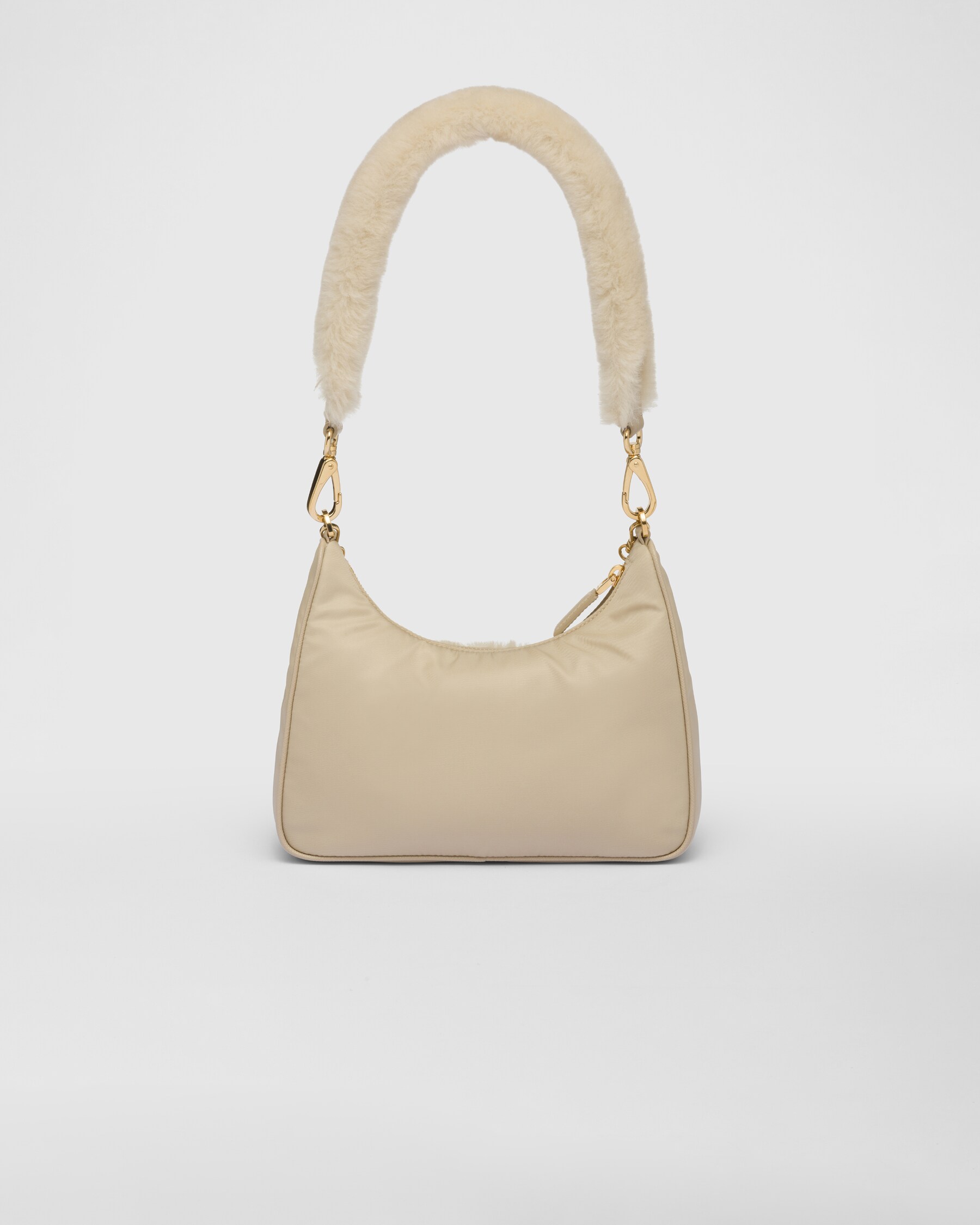 Desert Beige Re-nylon And Shearling Mini-bag | PRADA