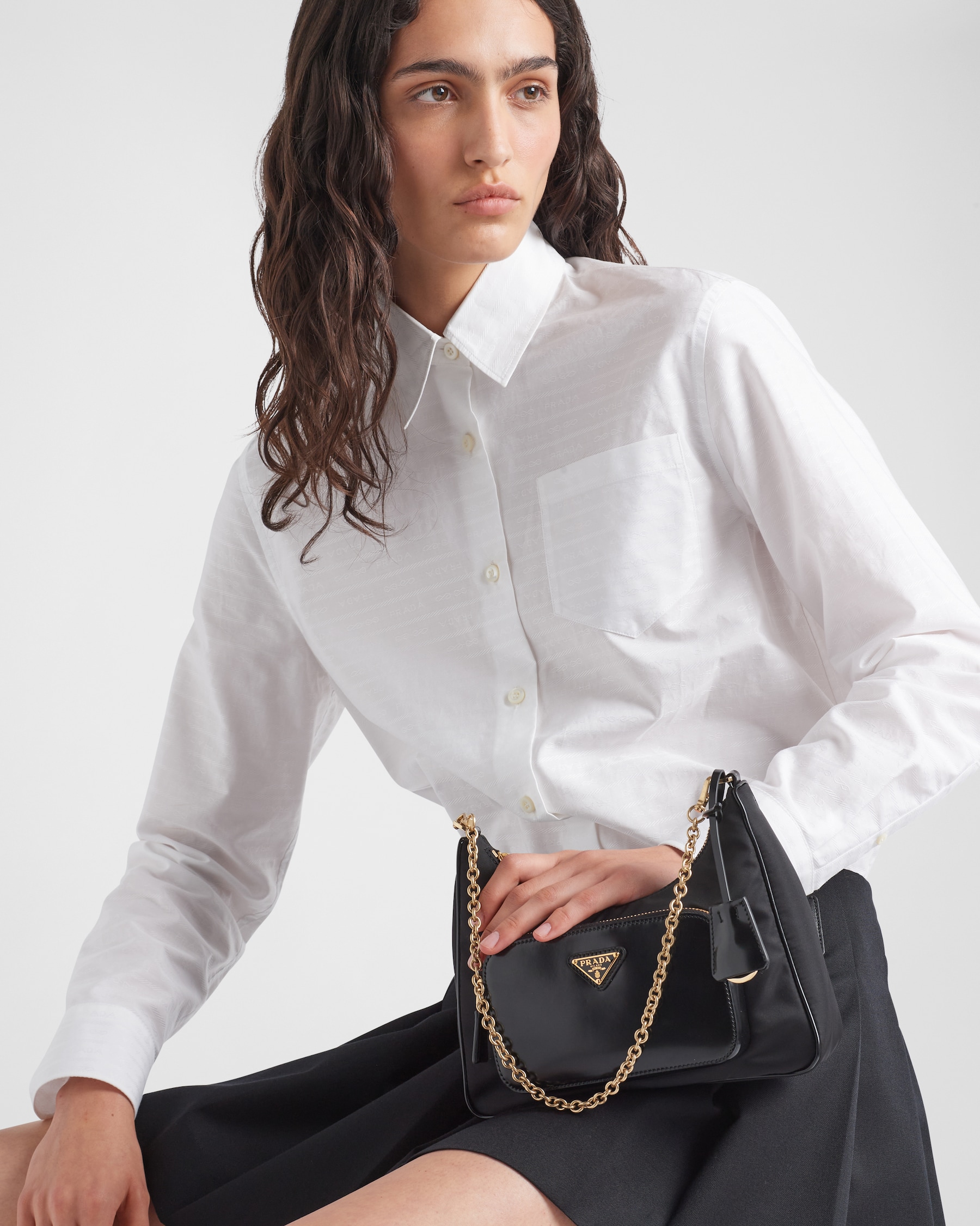 Black Re-nylon And Brushed Leather Mini-bag | PRADA