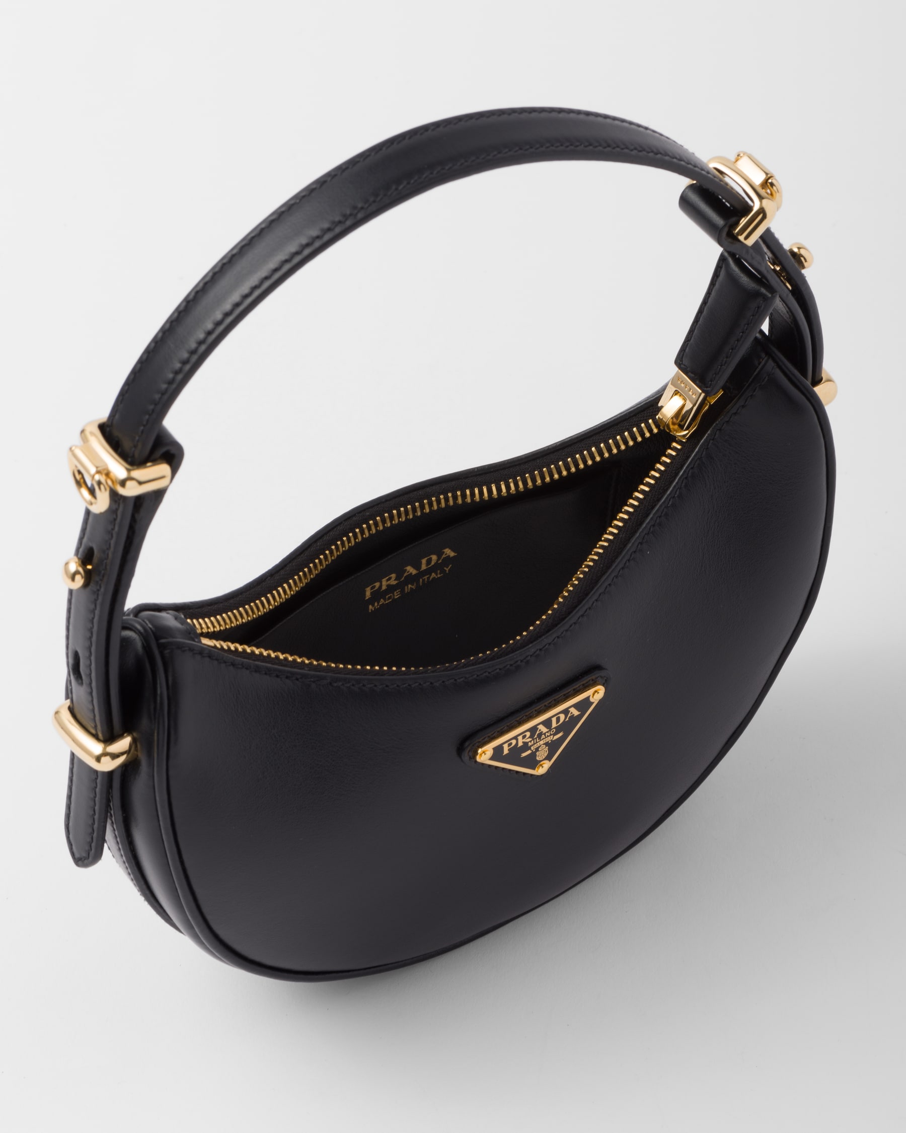 Black Prada Arqué Leather Mini Shoulder Bag | PRADA
