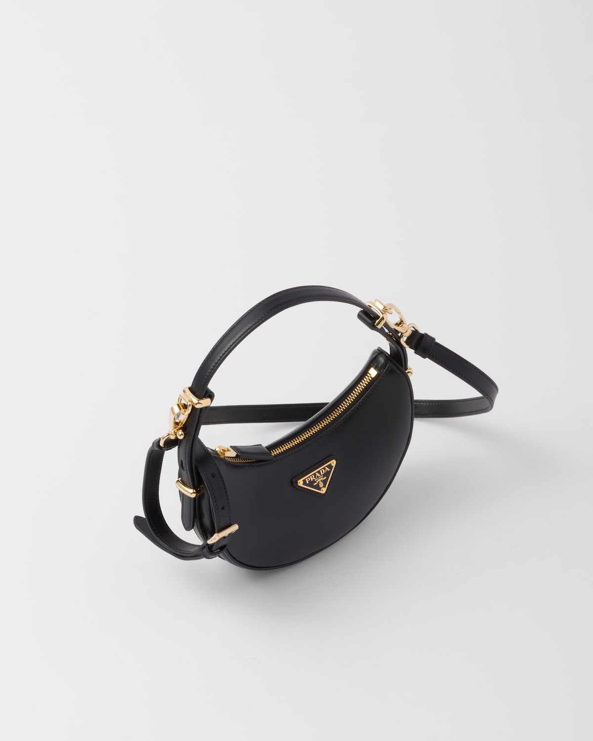 Black Prada Arqué Leather Mini Shoulder Bag | PRADA