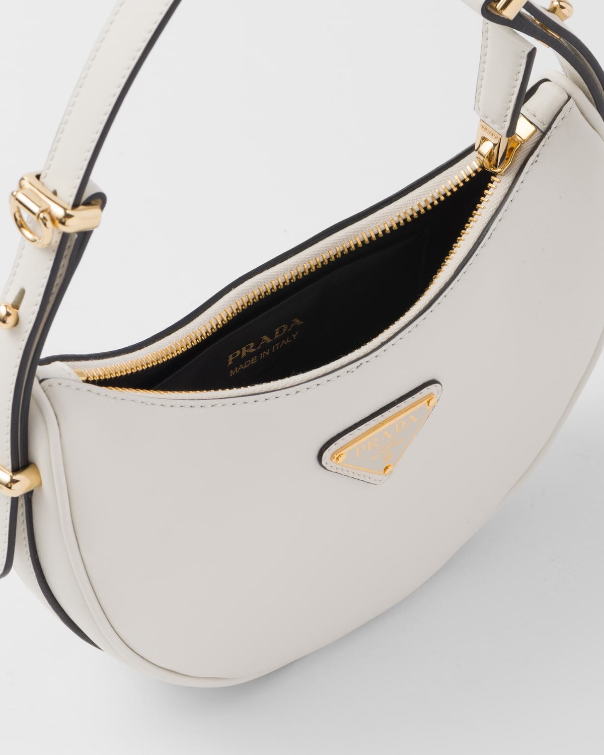 White Prada Arqué Leather Mini Shoulder Bag | PRADA
