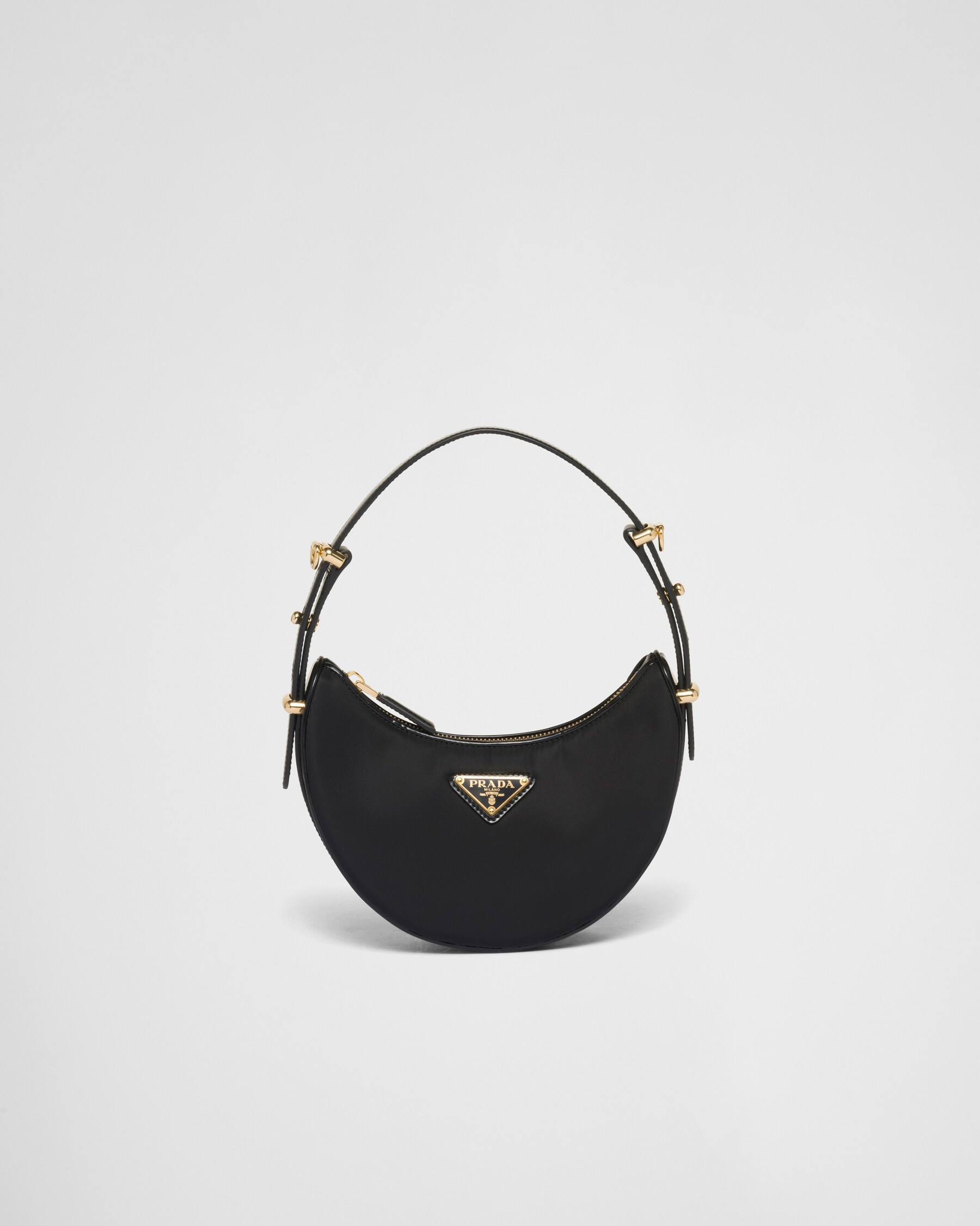 Black Prada Arqué Re-nylon And Brushed Leather Mini Shoulder Bag | PRADA