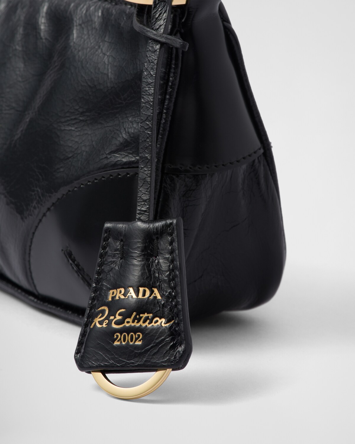 Black Prada Re-edition 2002 Small Leather Shoulder Bag | PRADA