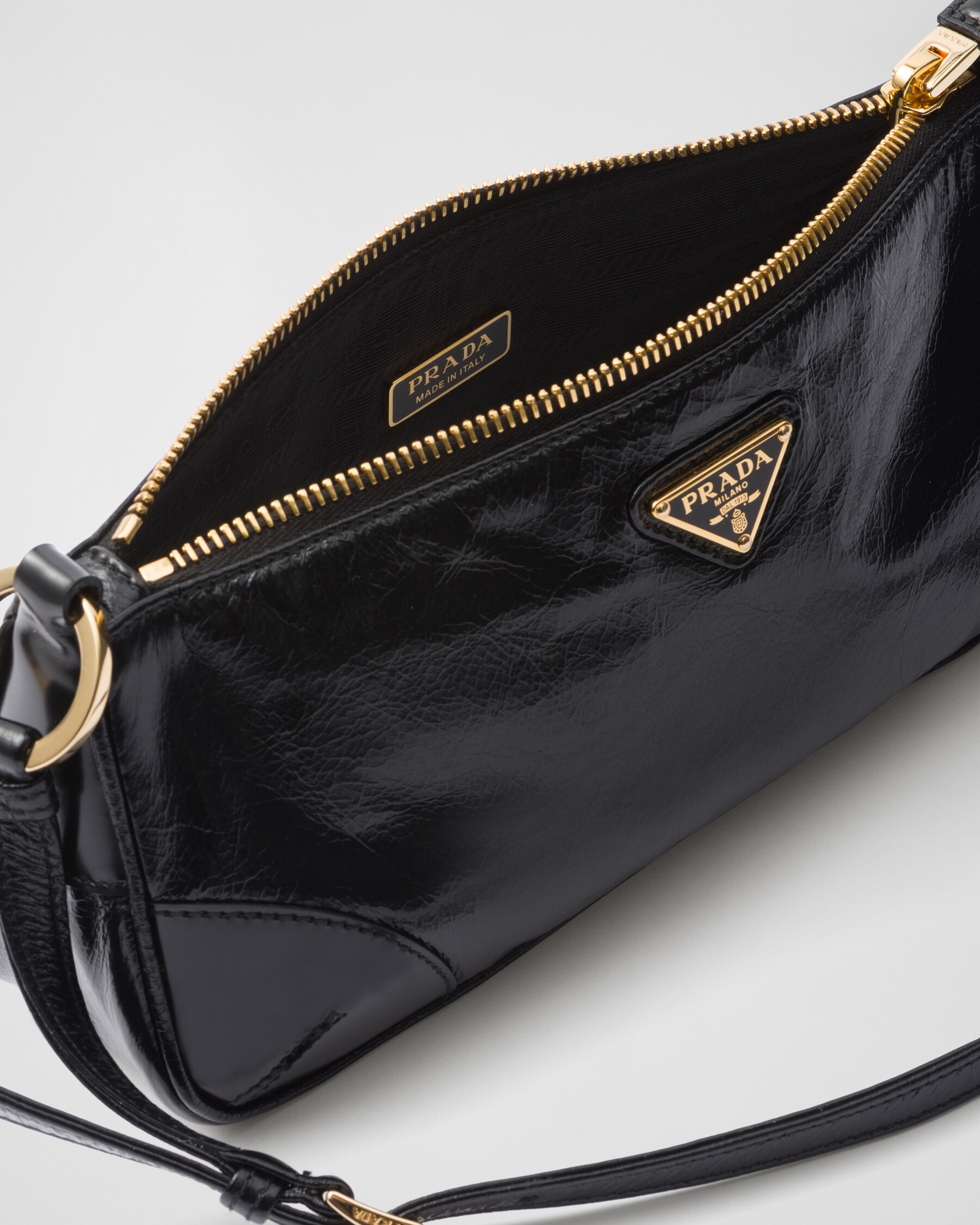 Black Prada Re-edition 2002 Small Leather Shoulder Bag | PRADA