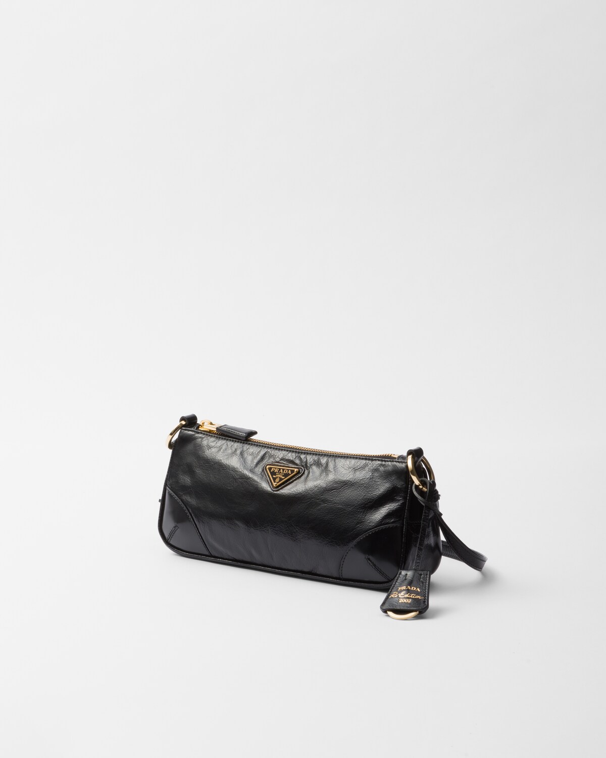 Black Prada Re-edition 2002 Small Leather Shoulder Bag | PRADA