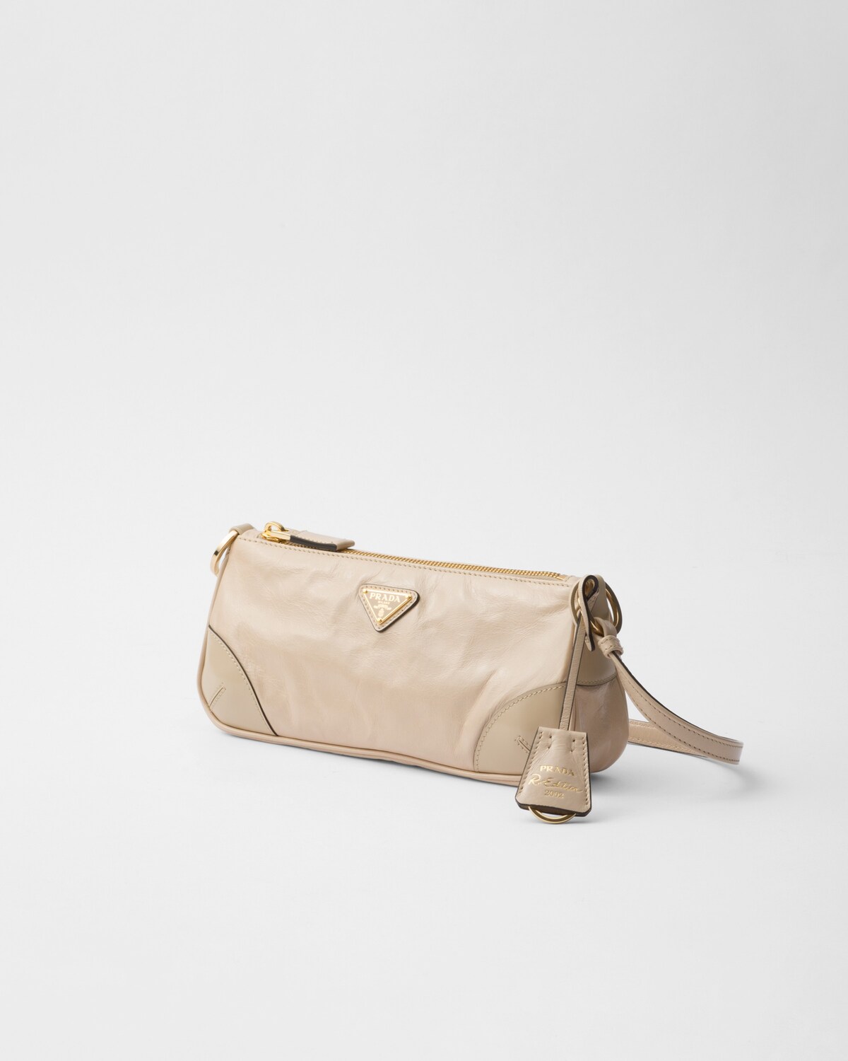 Travertine Prada Re-edition 2002 Small Leather Shoulder Bag | PRADA