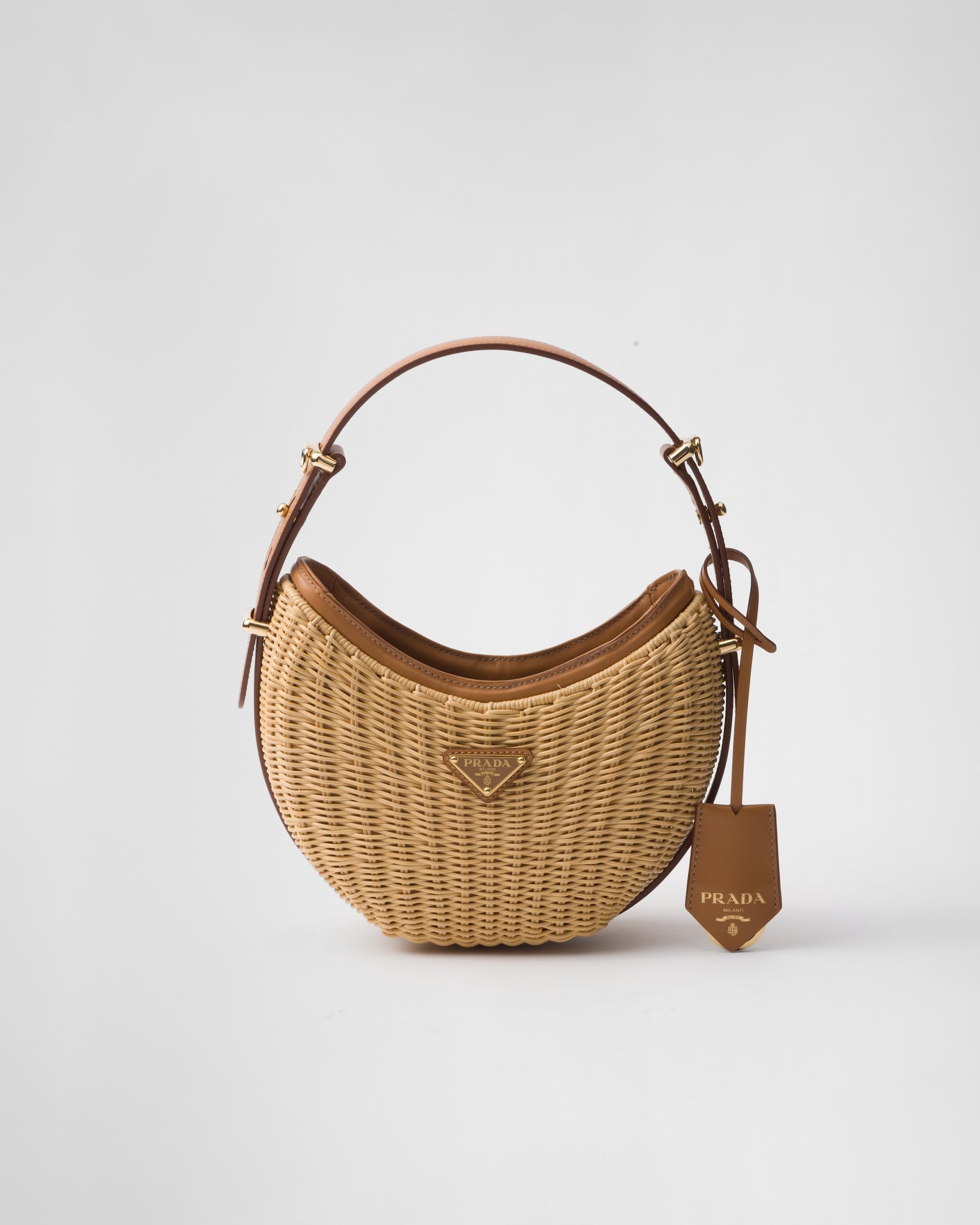 Natural Wicker And Leather Prada Arqué Bag | PRADA