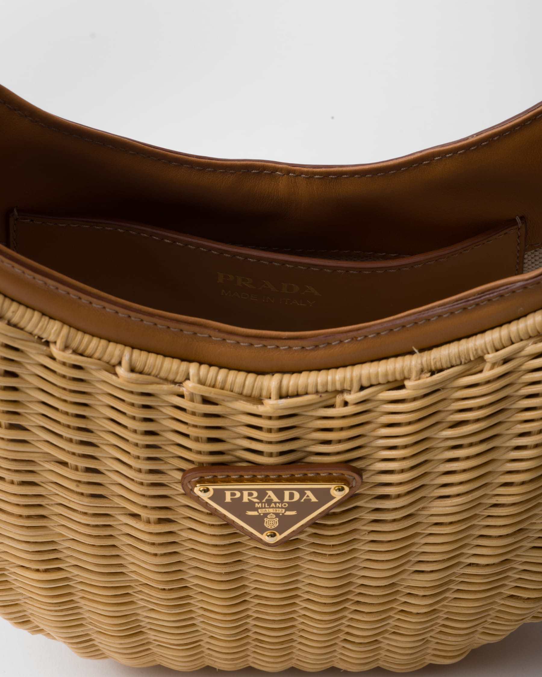 Natural Wicker And Leather Prada Arqué Bag | PRADA