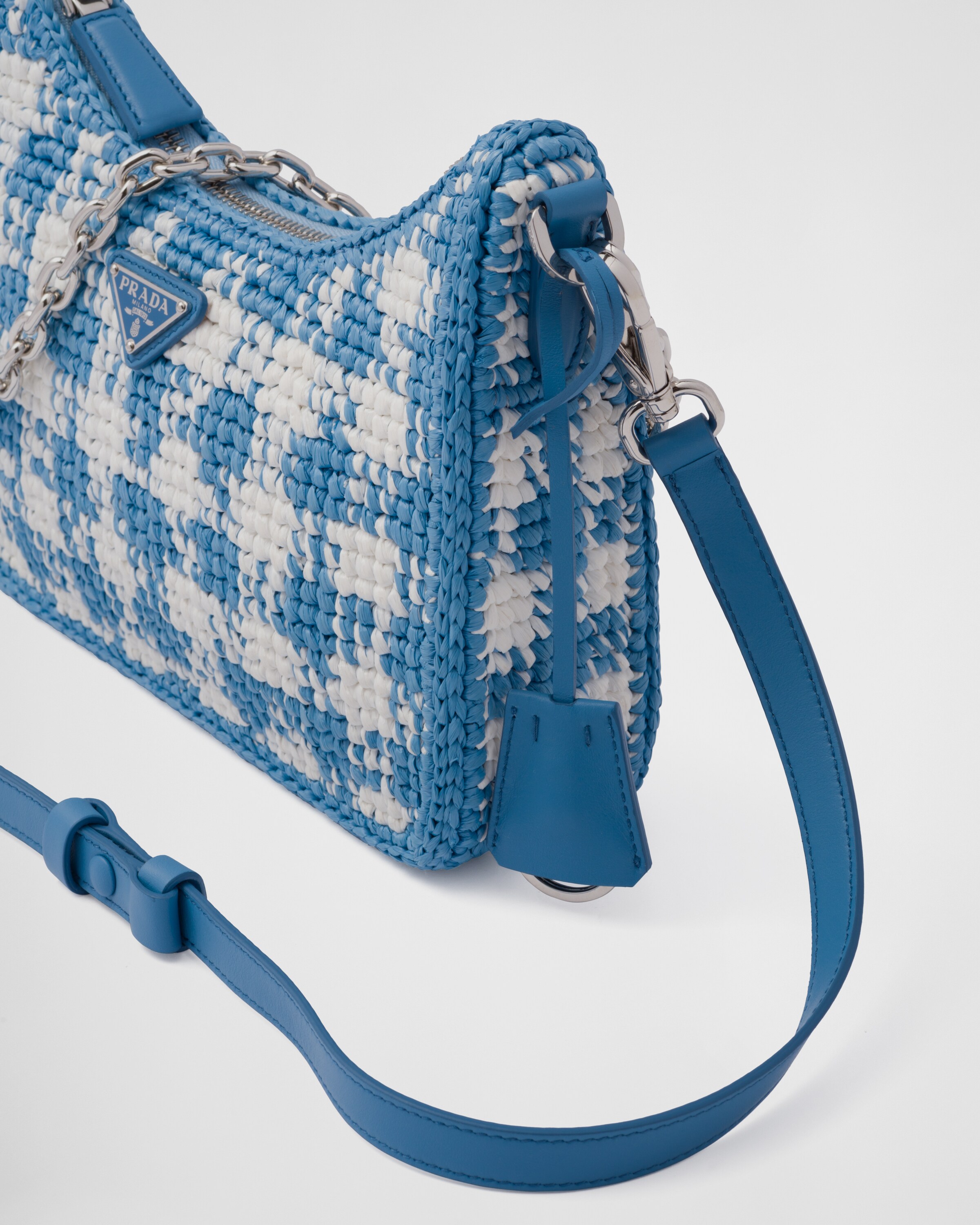 Light Blue Prada Re-Edition raffia mini-bag | Prada