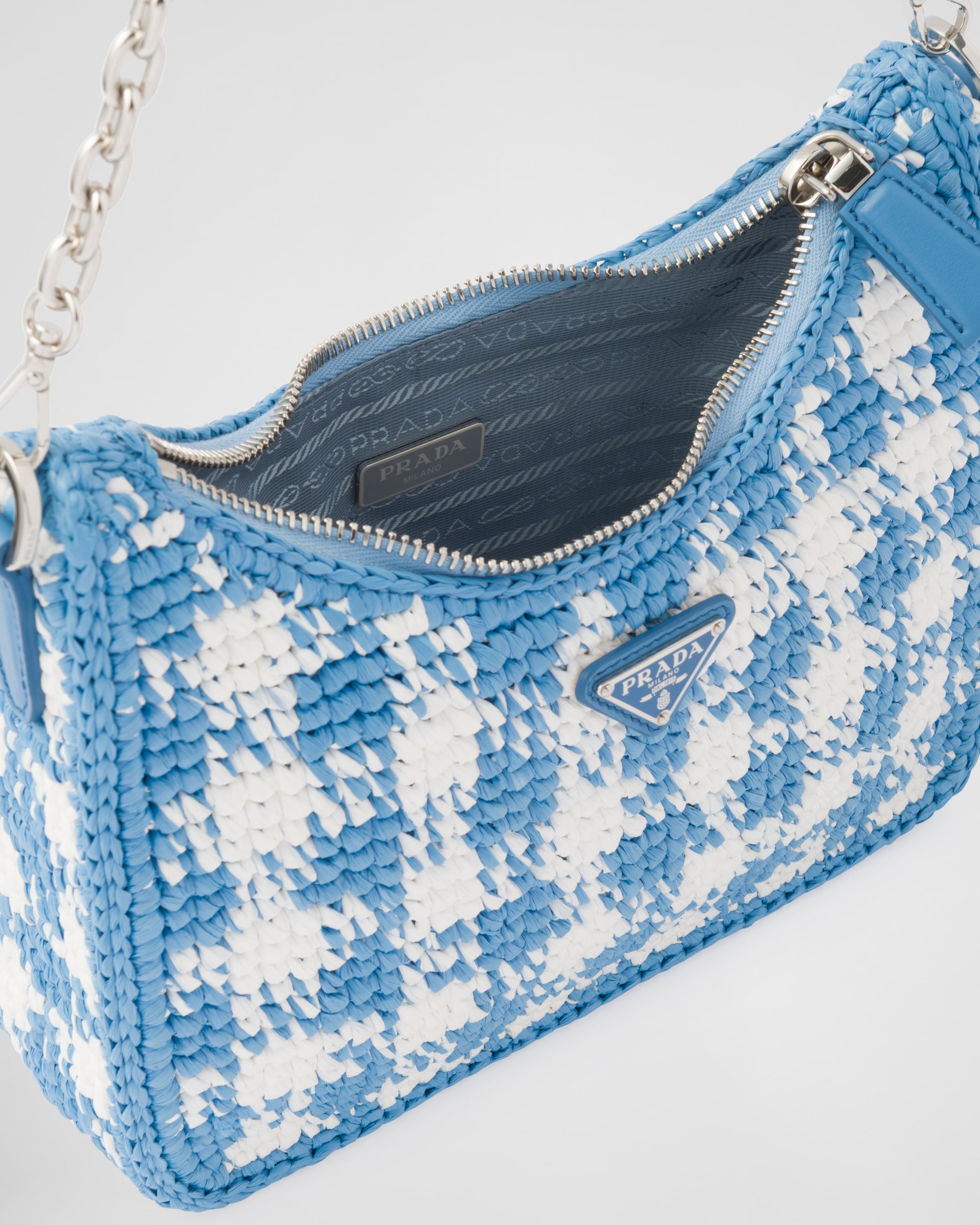 Light Blue Prada Re-Edition raffia mini-bag | Prada
