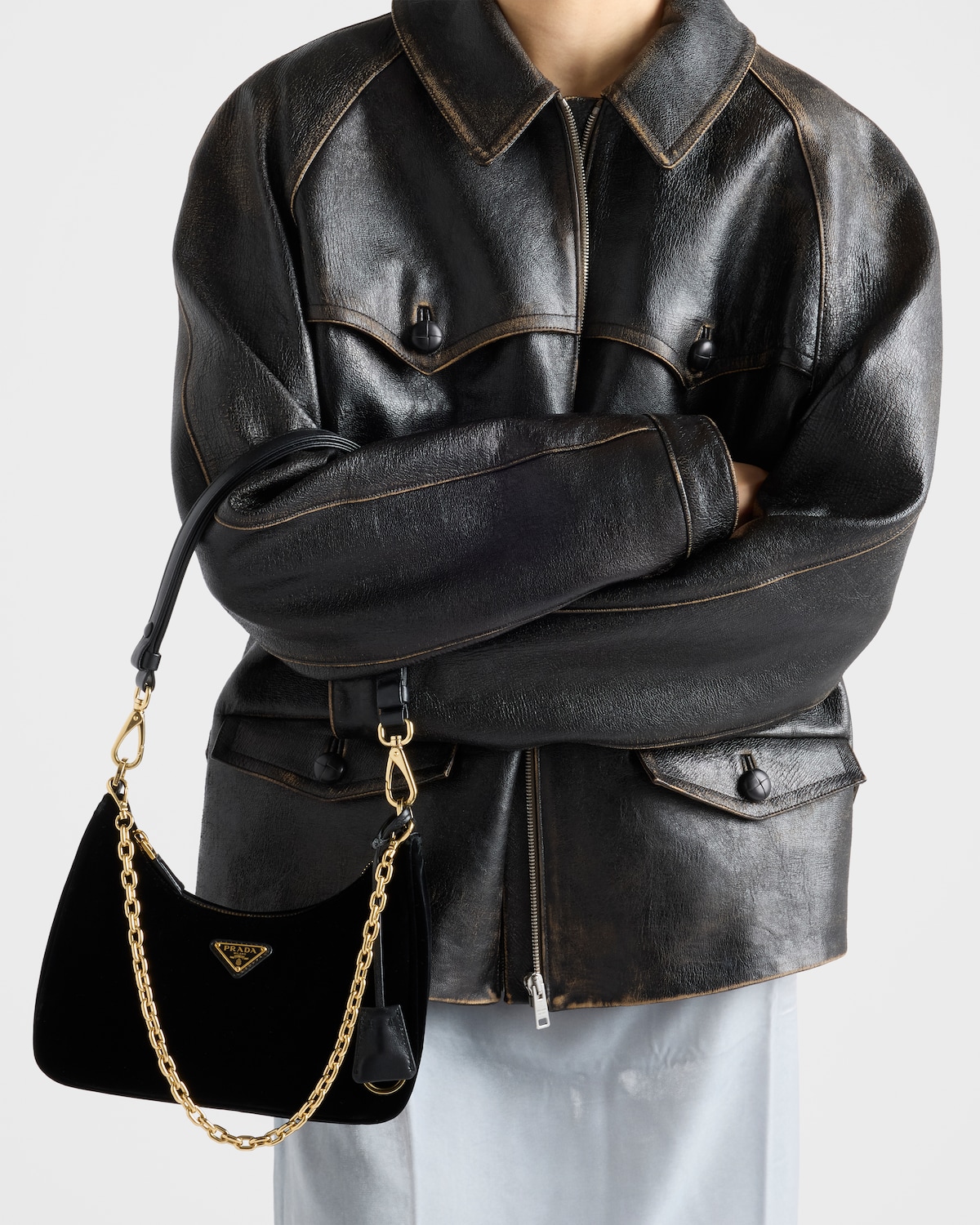 Black Prada Re-edition Velvet Mini-bag | PRADA