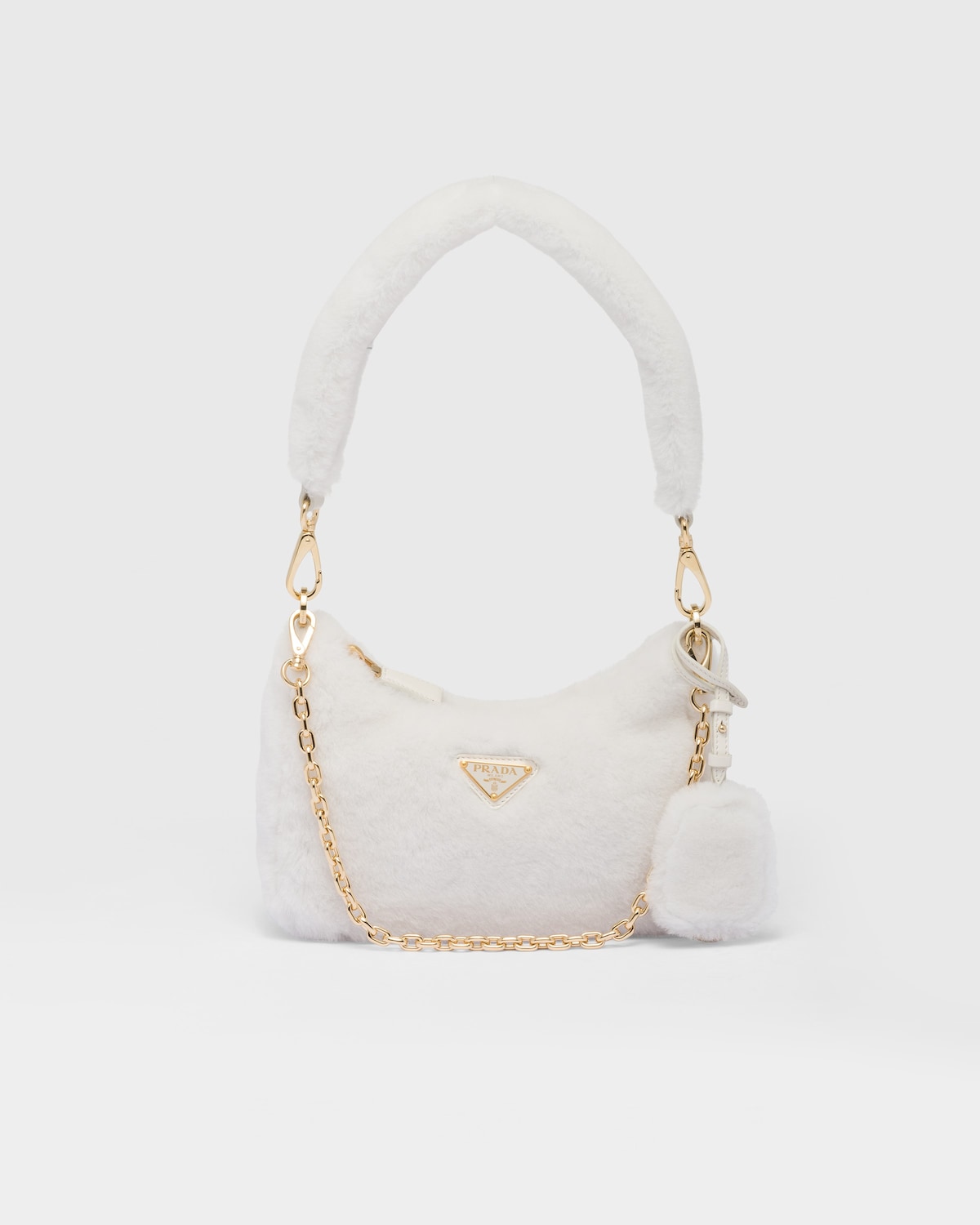 White Prada Re-edition Shearling Mini-bag | PRADA