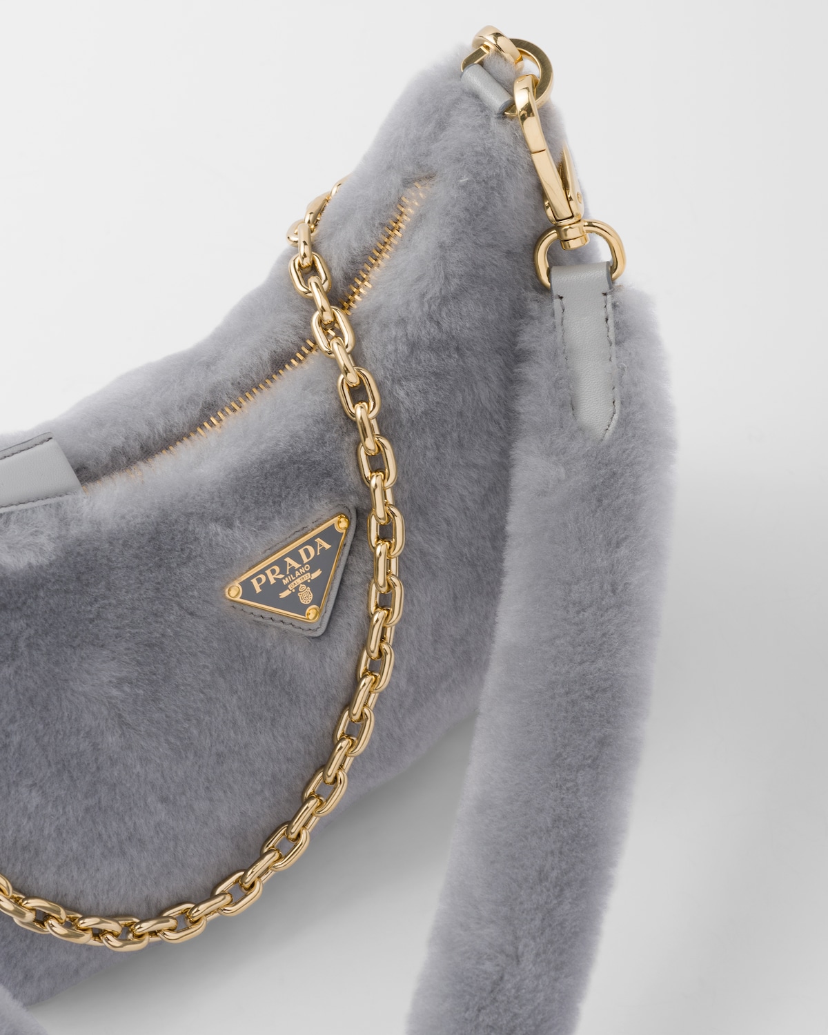Cornflower Prada Re-edition Shearling Mini-bag | PRADA